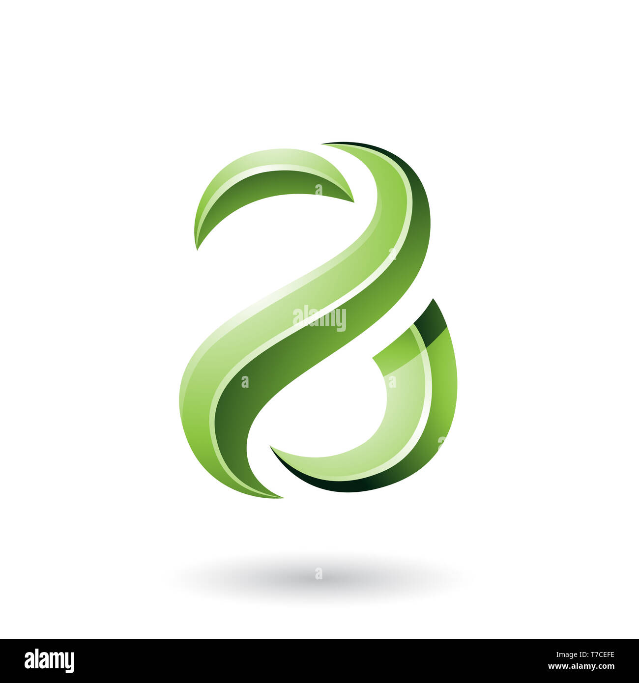 Vector Illustration of Green Glossy Snake Shaped Letter A isolated on a ...