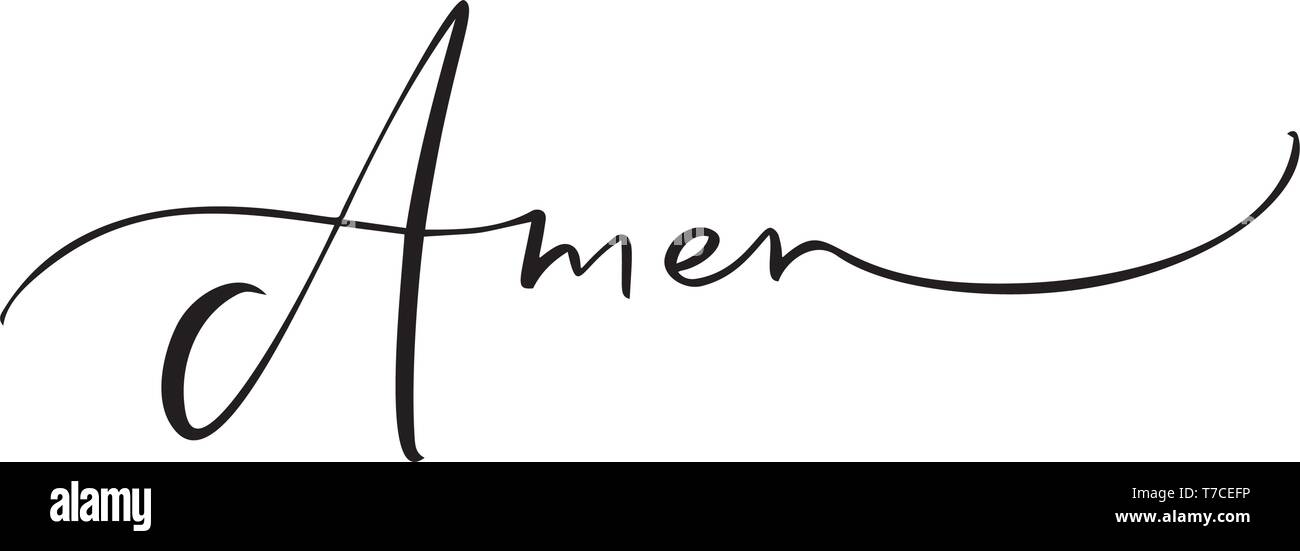 Amen vector calligraphy Bible text. Christian phrase isolated on white ...