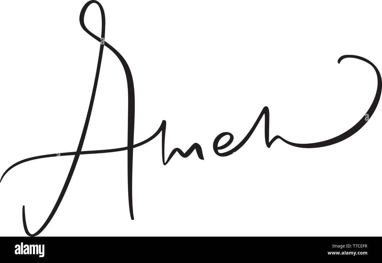 Amen vector calligraphy Bible text. Christian phrase isolated on white ...