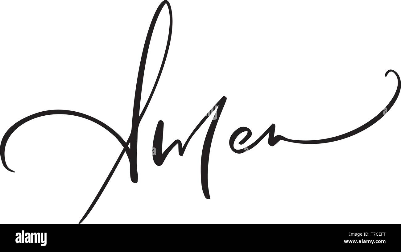 Amen vector calligraphy Bible text. Christian phrase isolated on white ...