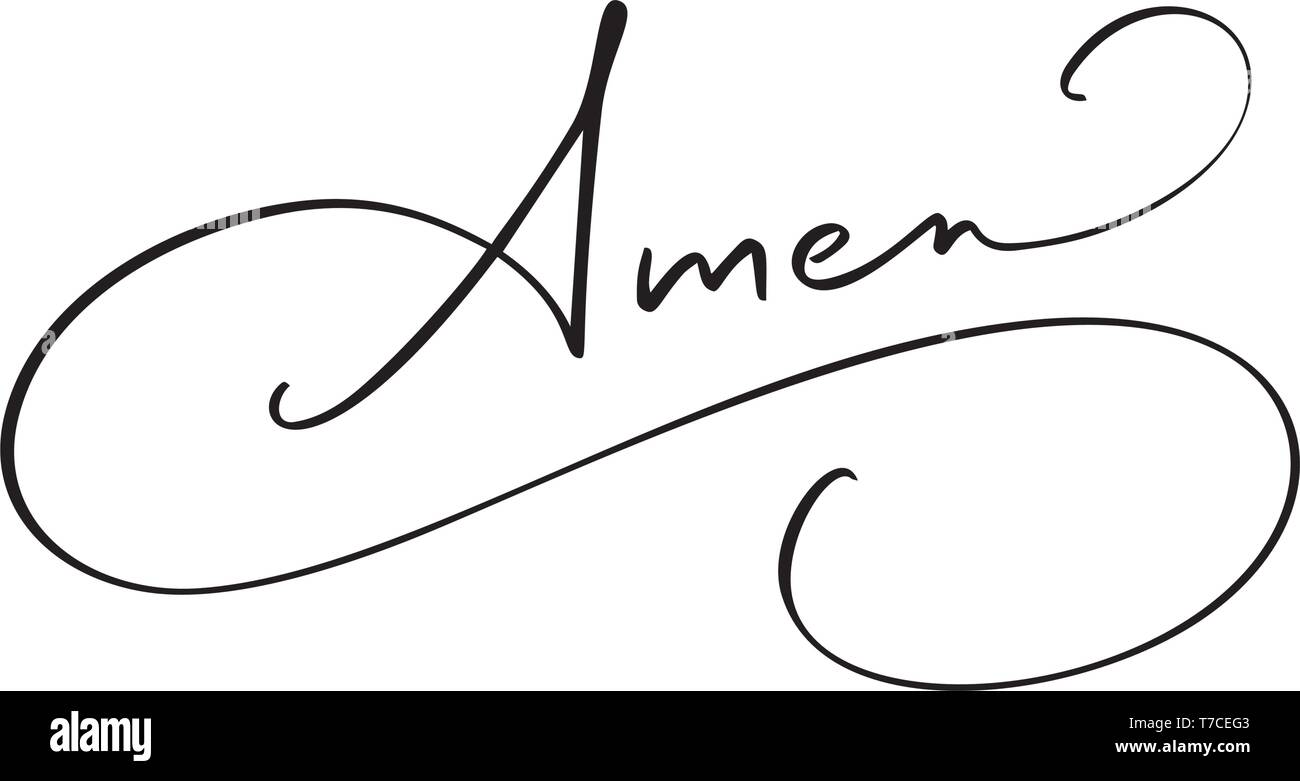 Amen vector calligraphy Bible text. Christian phrase isolated on white ...