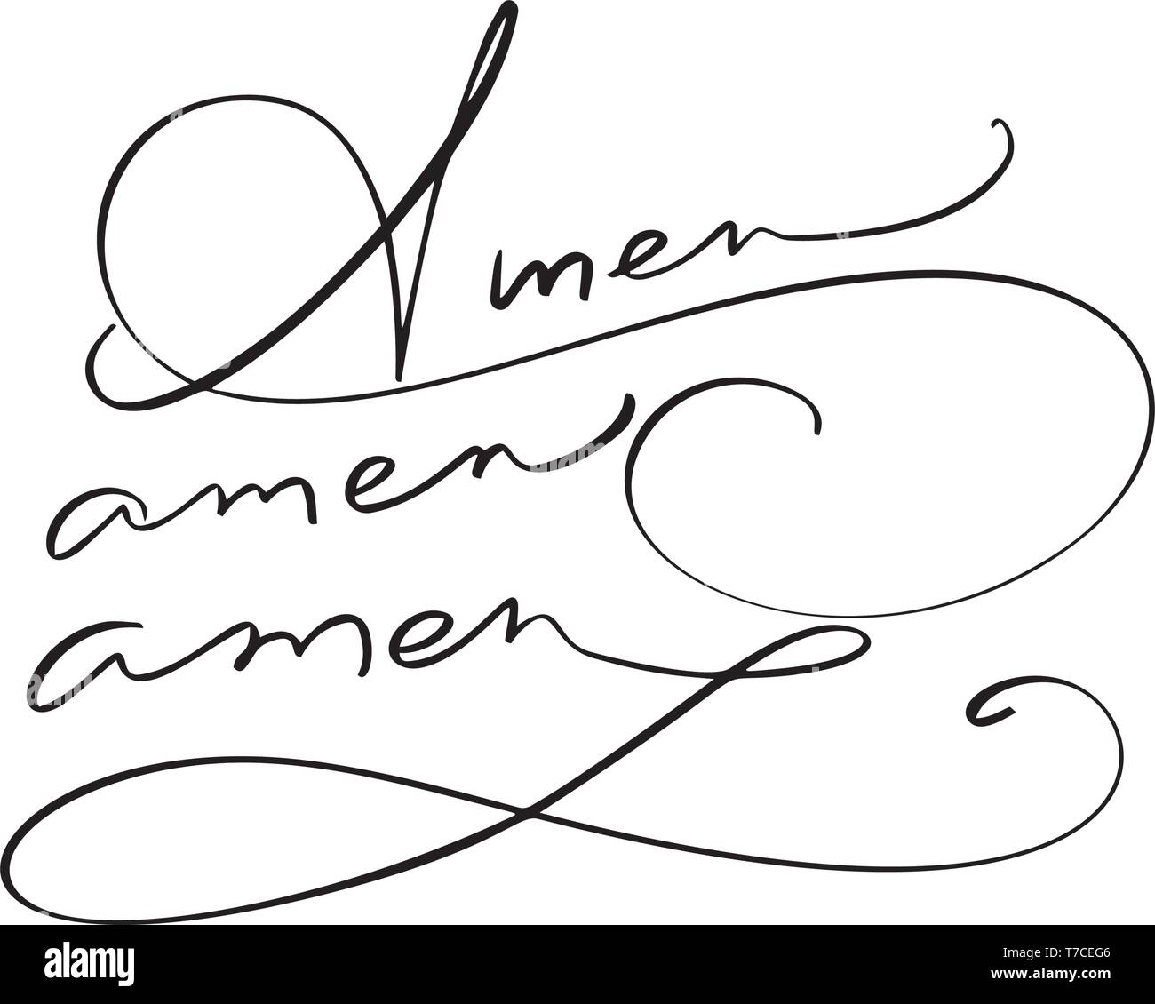Amen vector calligraphy Bible text. Christian phrase isolated on white ...