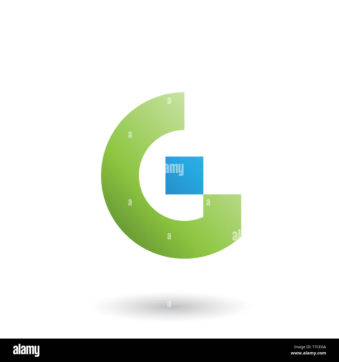 Vector Illustration of Green Letter G with Rectangular Shapes isolated ...