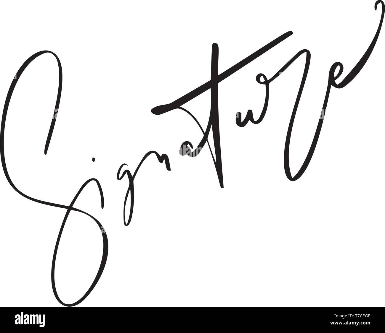 Manual signature for documents on white background. Hand drawn ...