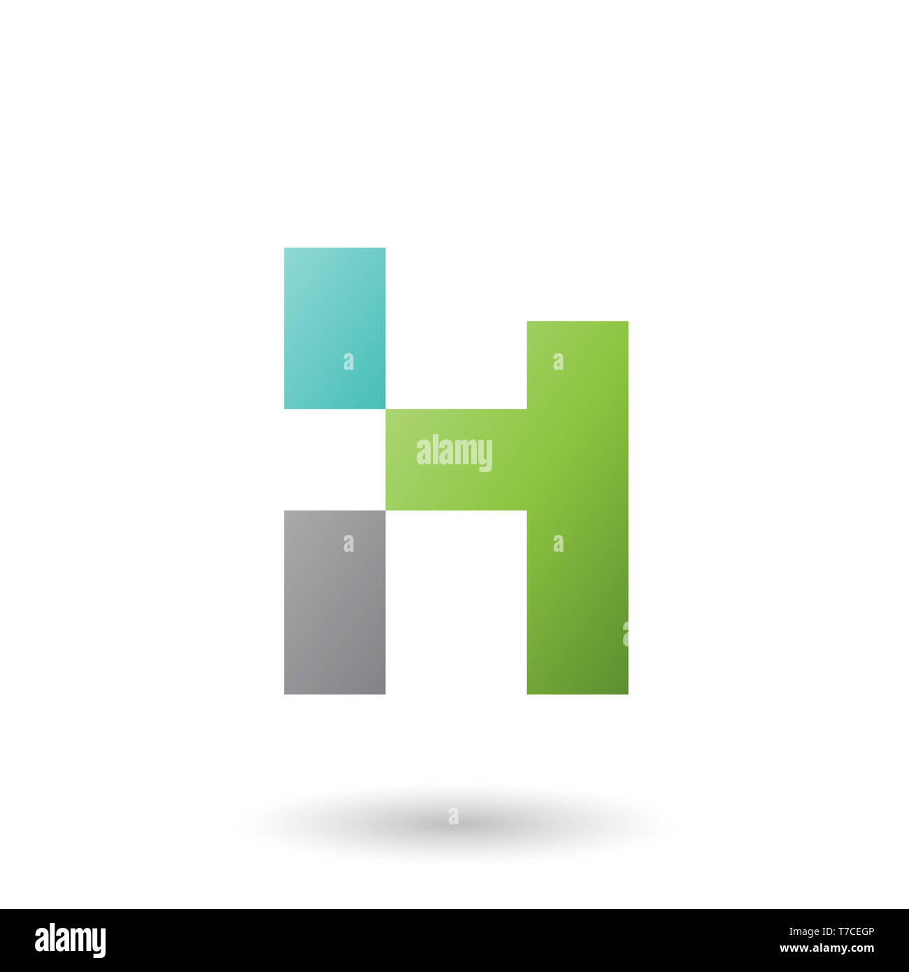 Vector Illustration of Green Letter H with Rectangular Shapes isolated ...