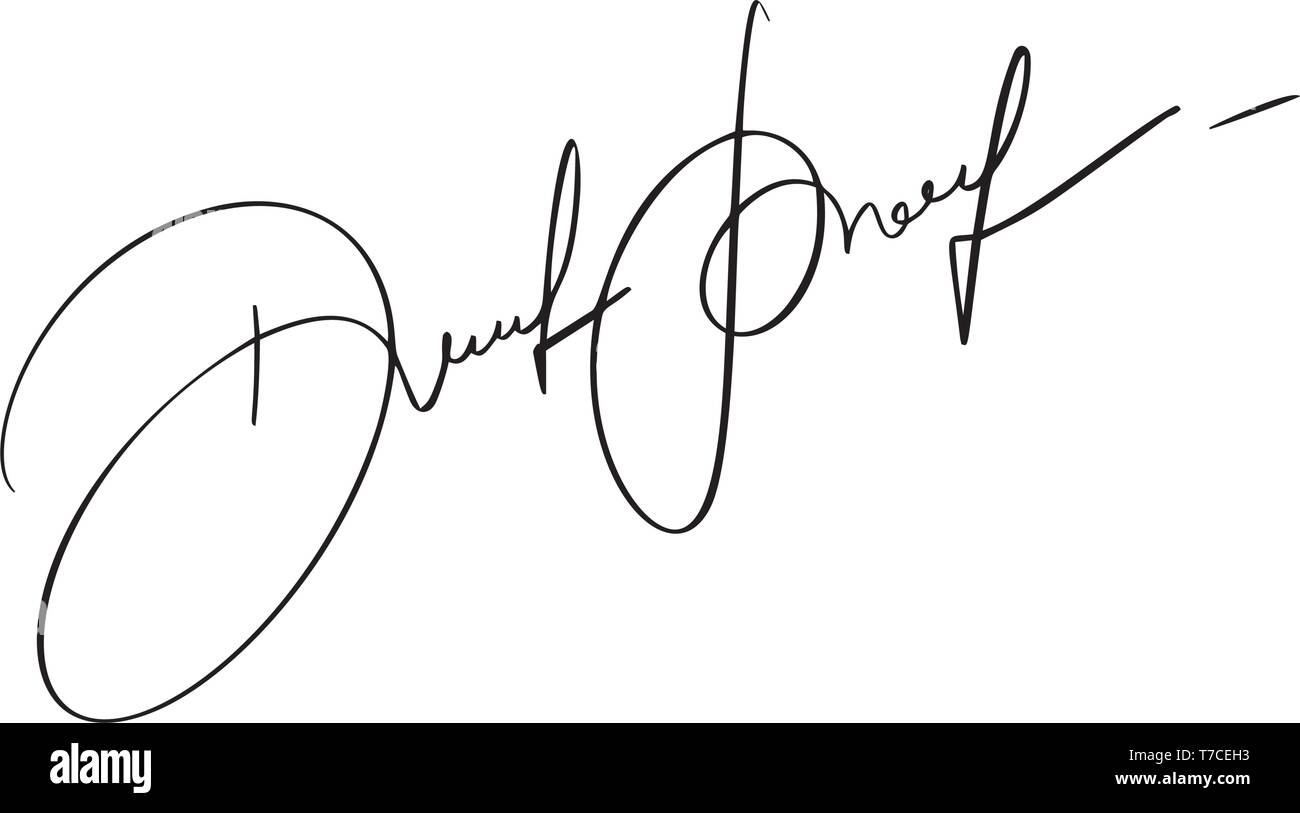 Manual signature for documents on white background. Hand drawn ...