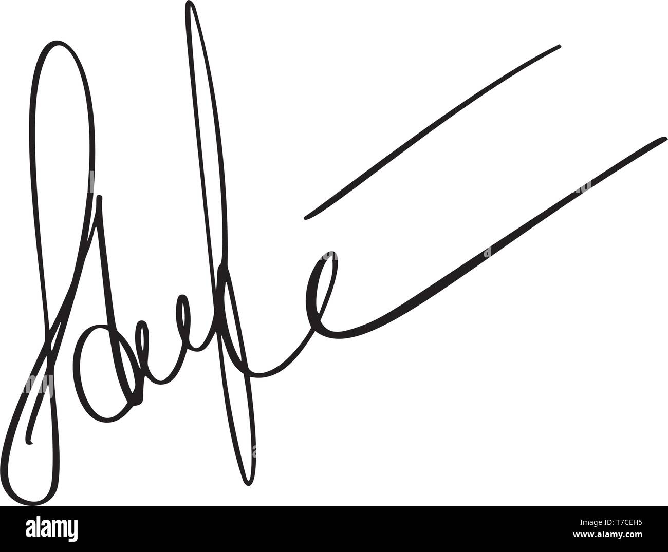 Manual signature for documents on white background. Hand drawn ...