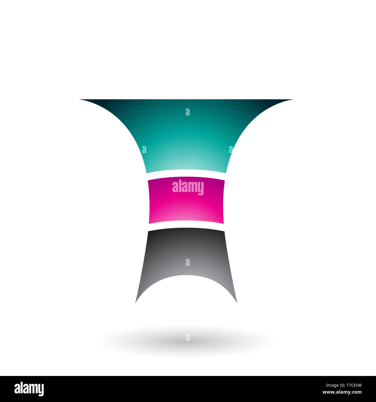 Vector Illustration of Green Letter T with Three Layers isolated on a ...