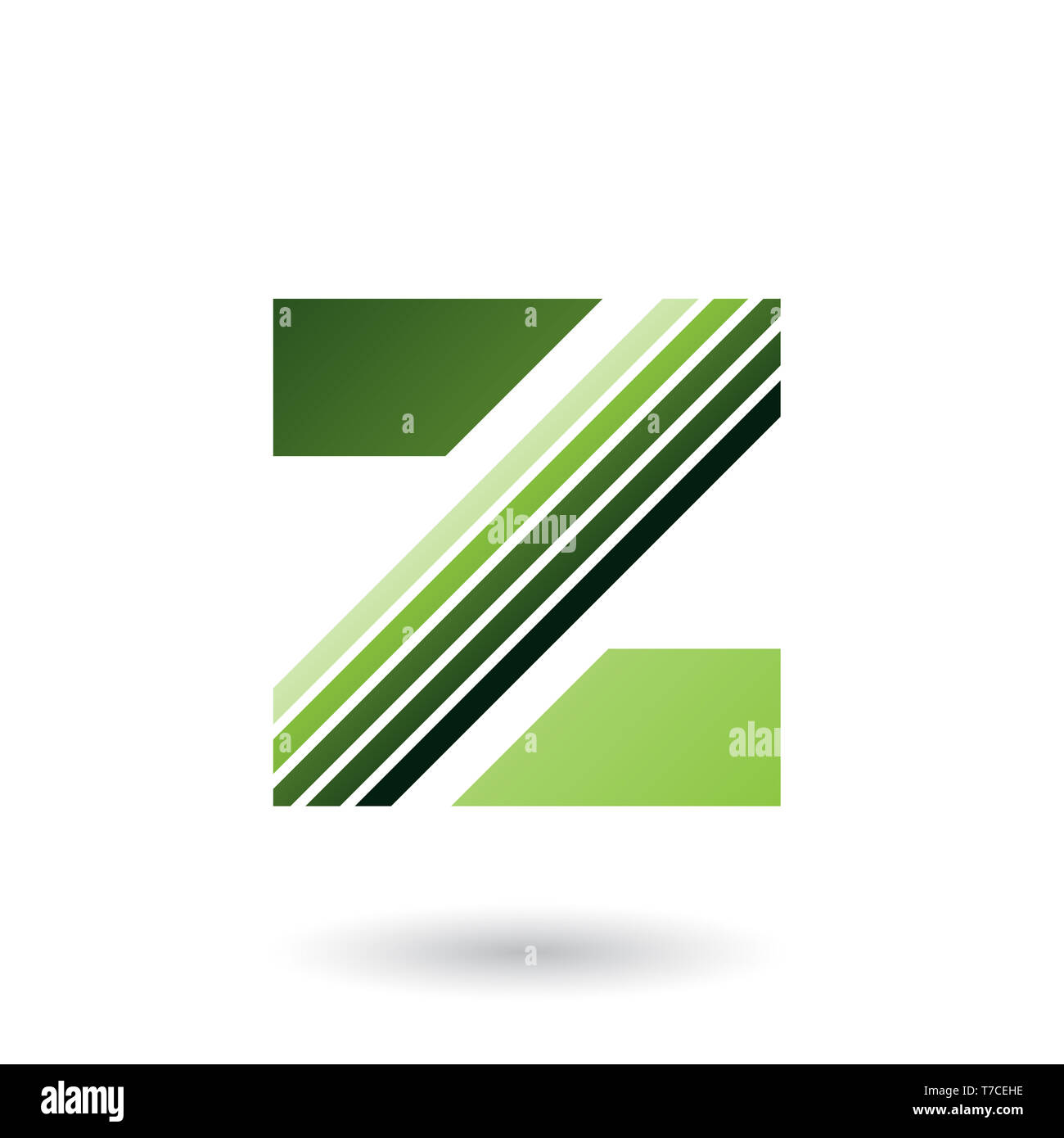 Vector Illustration of Green Letter Z with Thick Diagonal Stripes ...