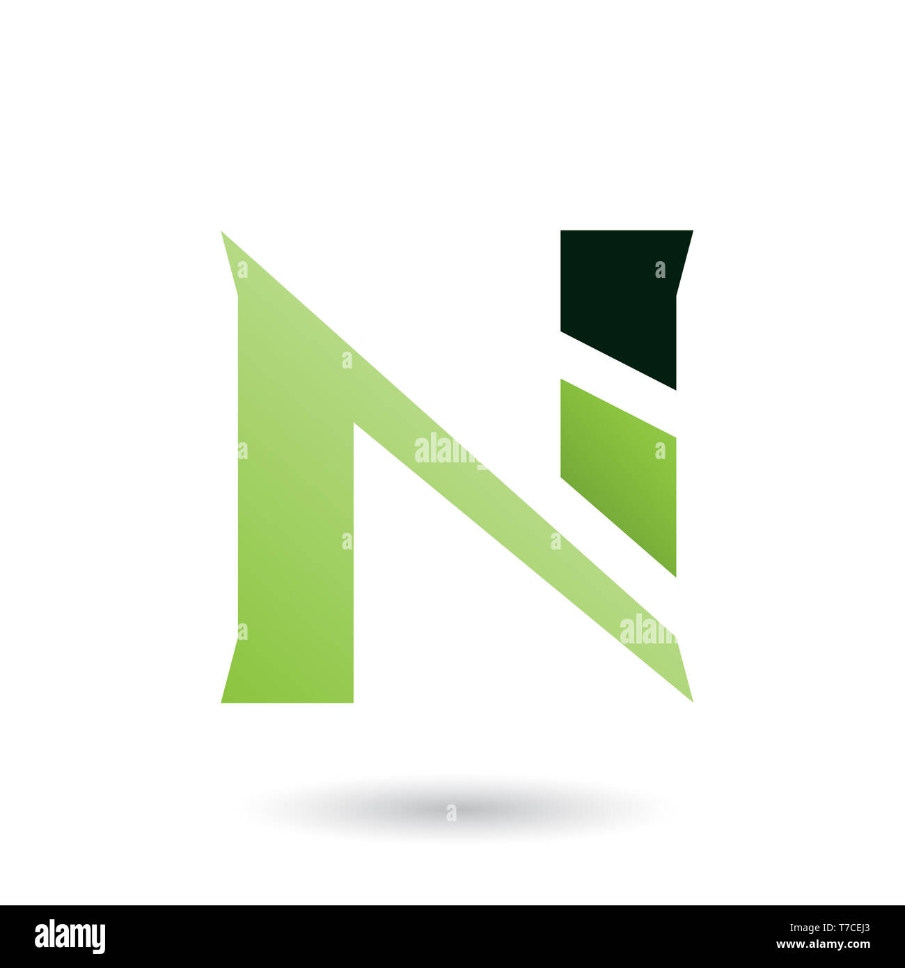 Vector Illustration of Green Sliced Letter N isolated on a White ...
