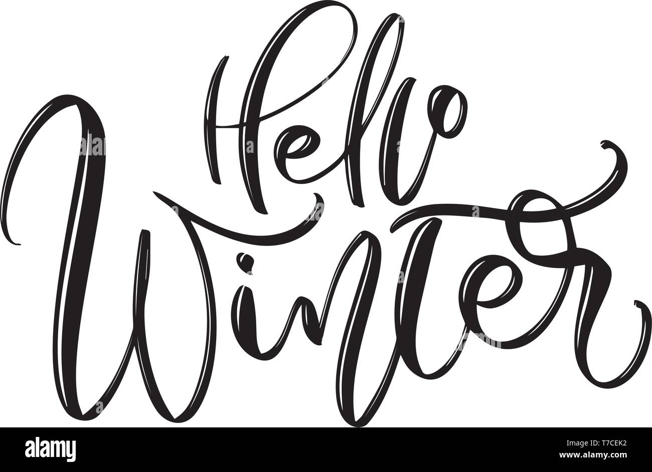 hello winter - hand drawn lettering inscription text to winter holiday ...