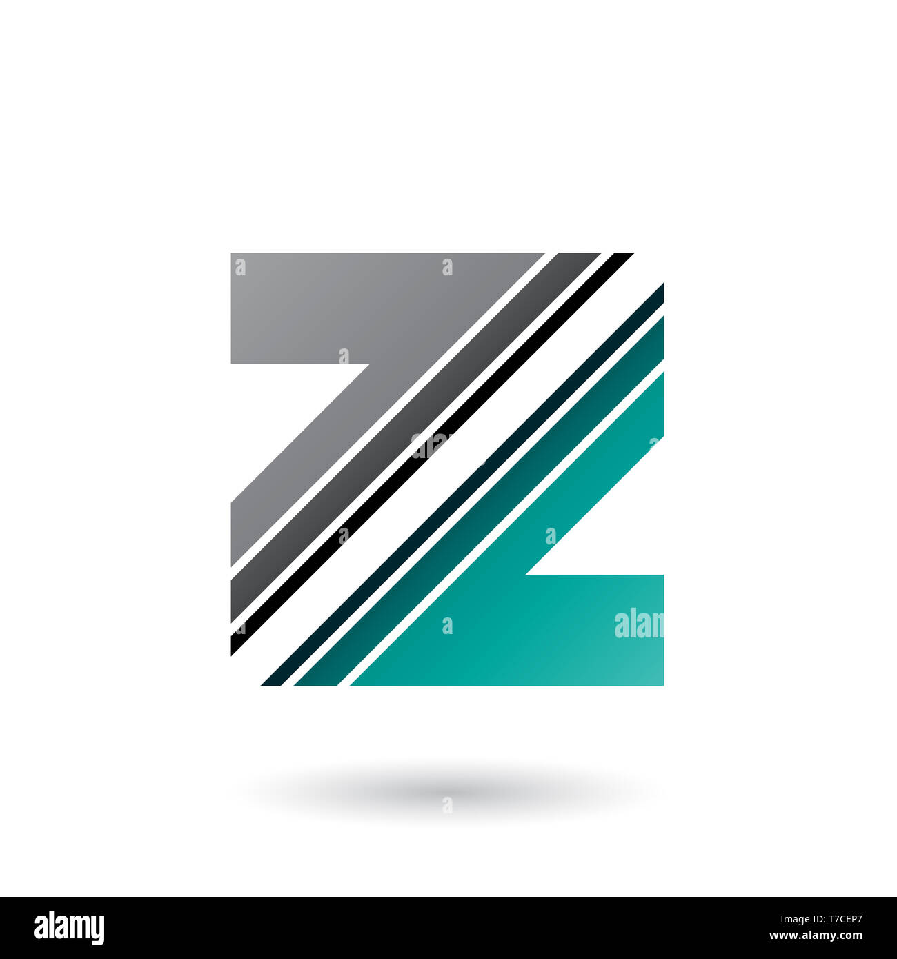 Vector Illustration of Grey and Green Letter Z with Diagonal Stripes ...