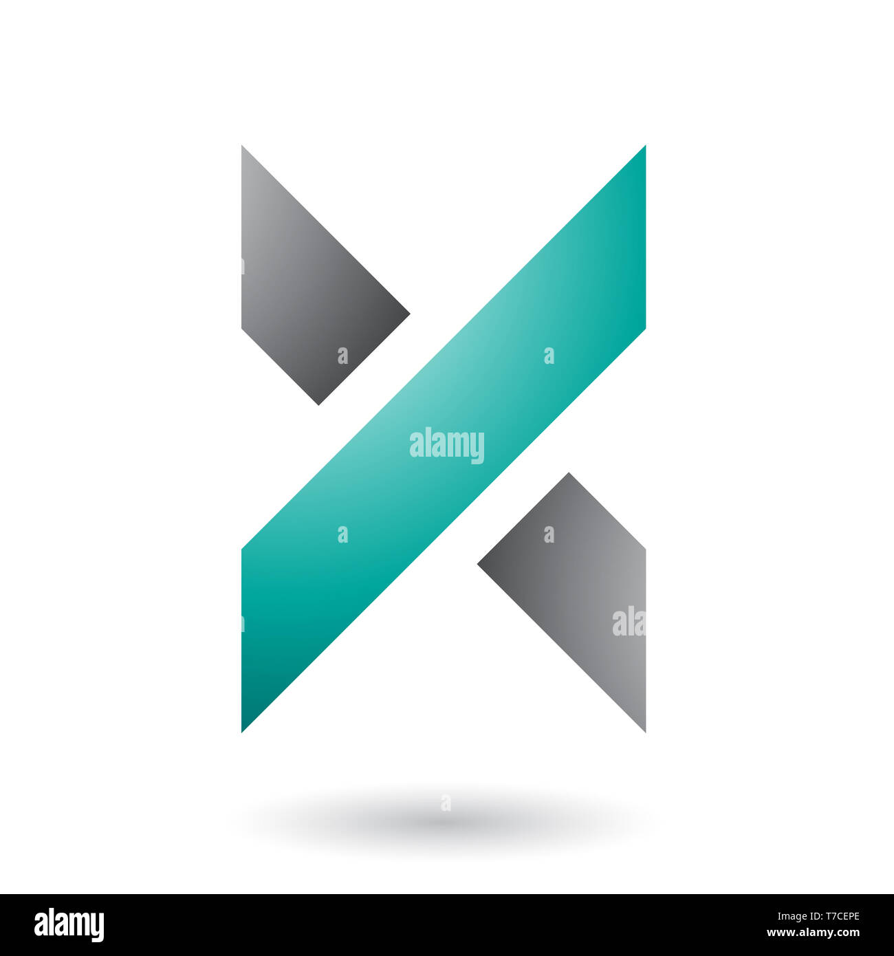 Vector Illustration of Grey and Green Thick Shaded Letter X isolated on ...