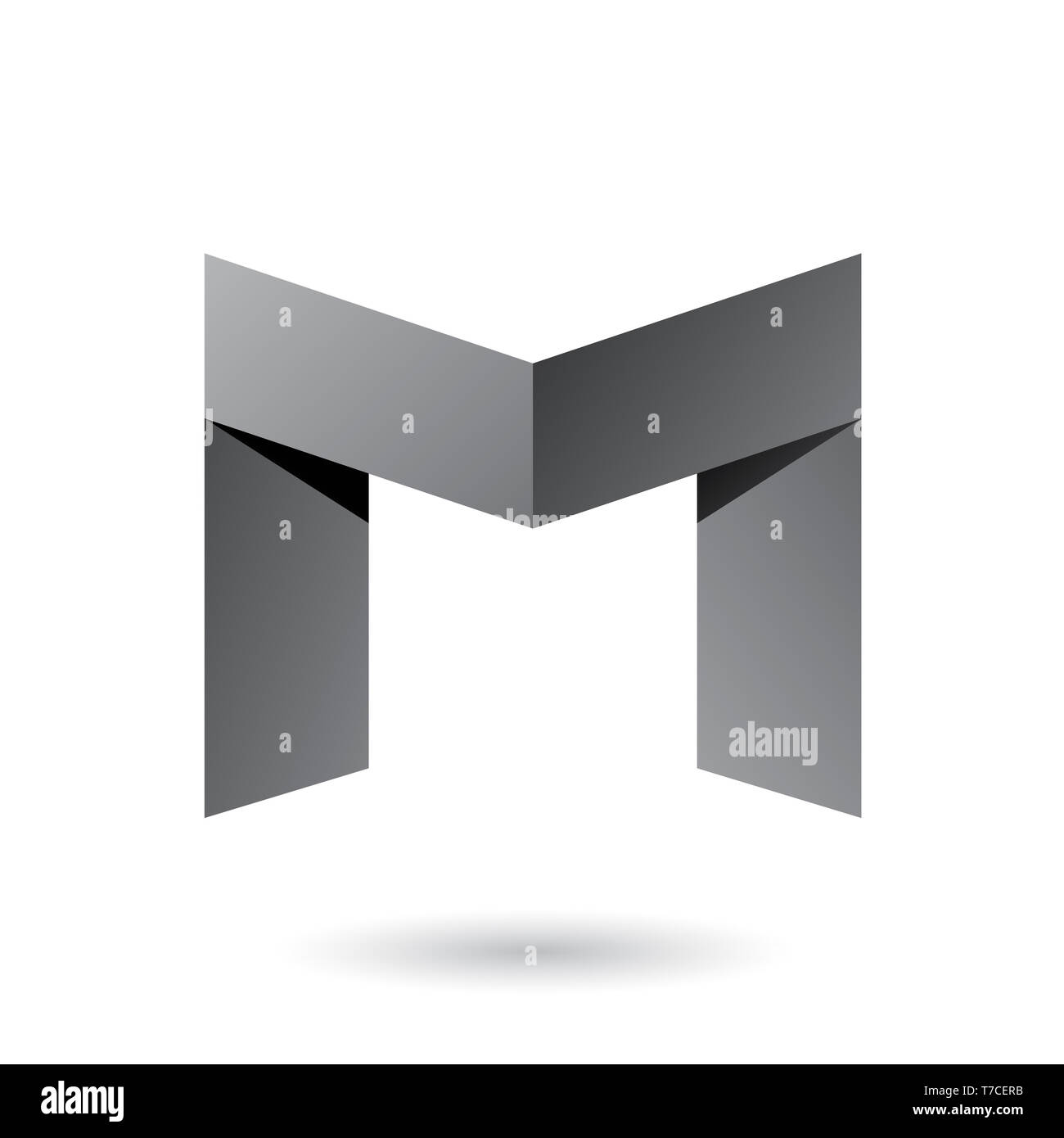Vector Illustration of Grey Folded Paper Letter M isolated on a White ...