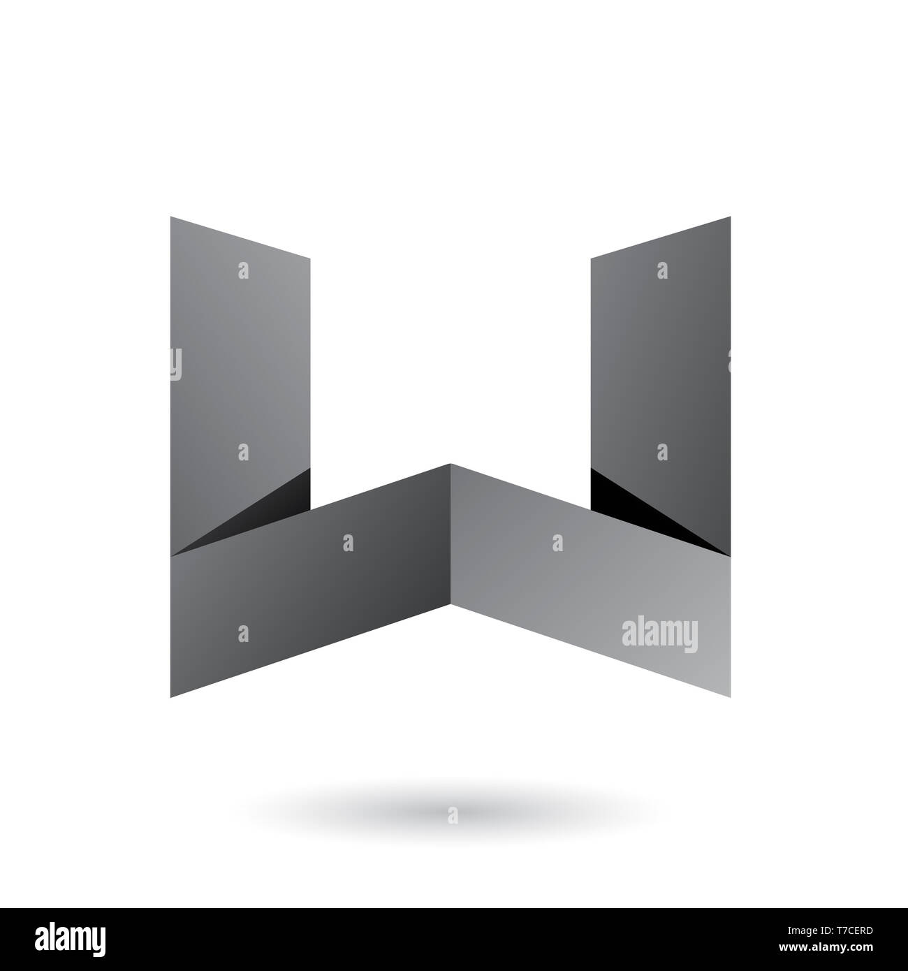 Vector Illustration of Grey Folded Paper Letter M isolated on a White ...