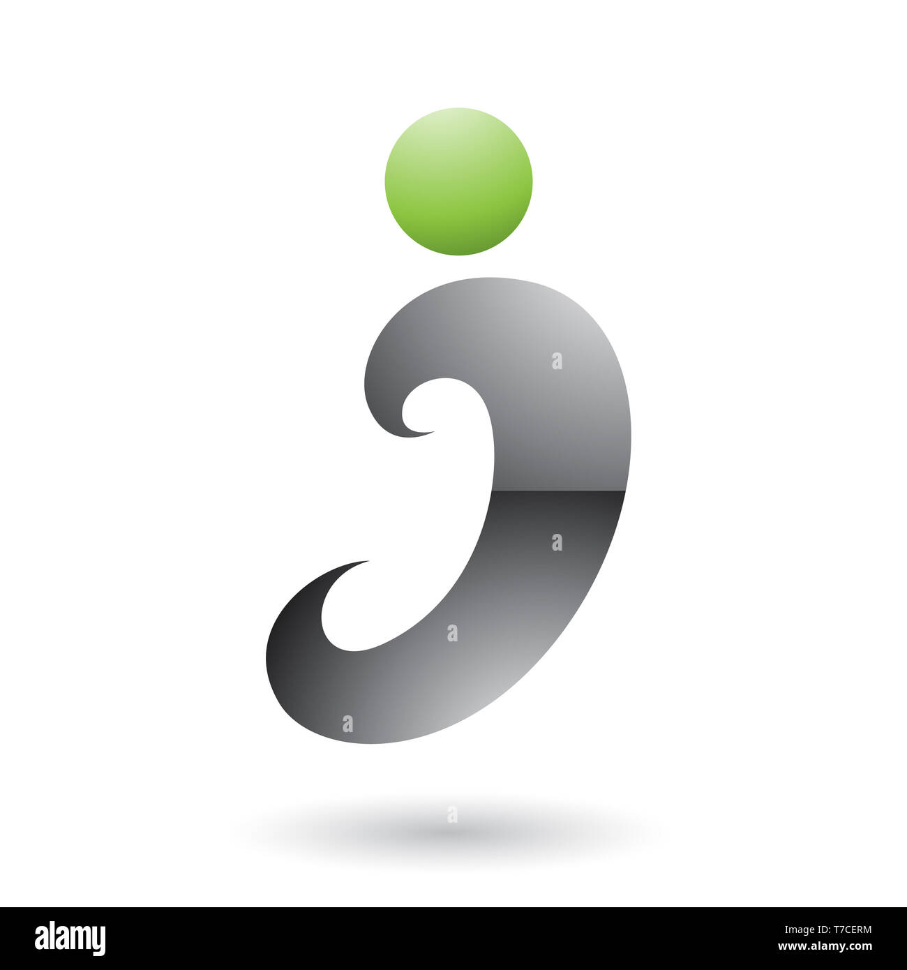 Vector Illustration of Grey Glossy Curvy Fun Letter I isolated on a ...
