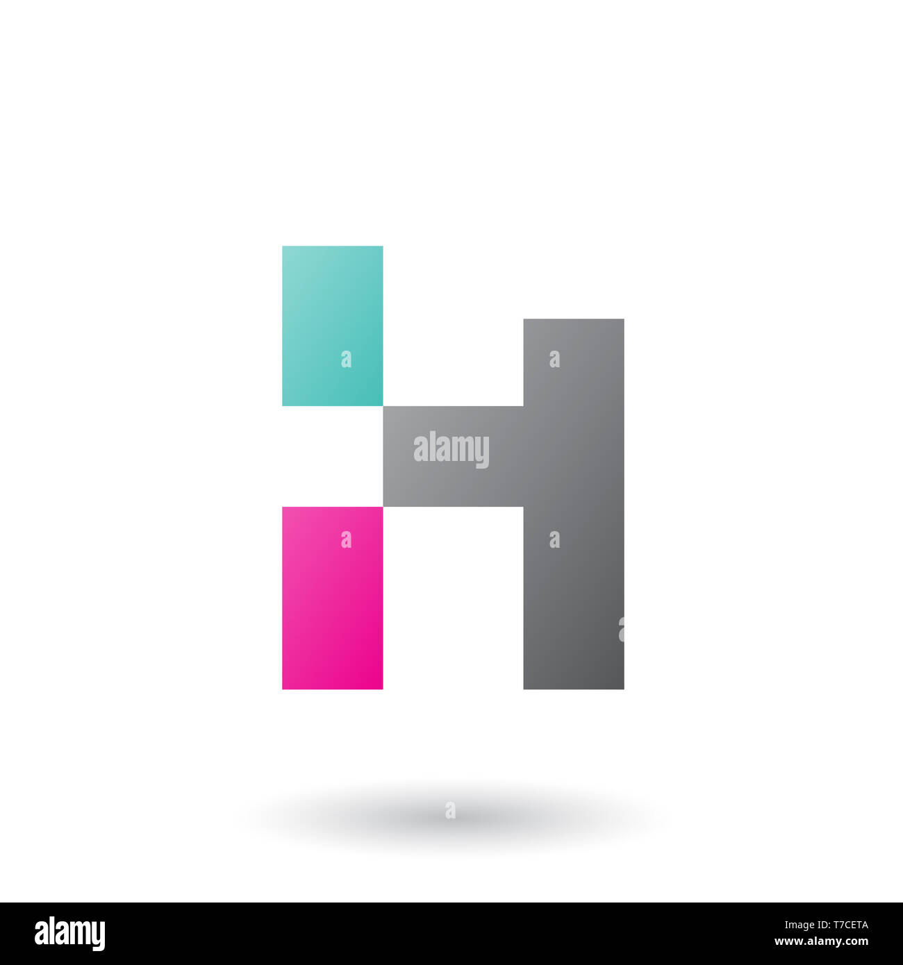 Vector Illustration of Grey Letter H with Rectangular Shapes isolated ...
