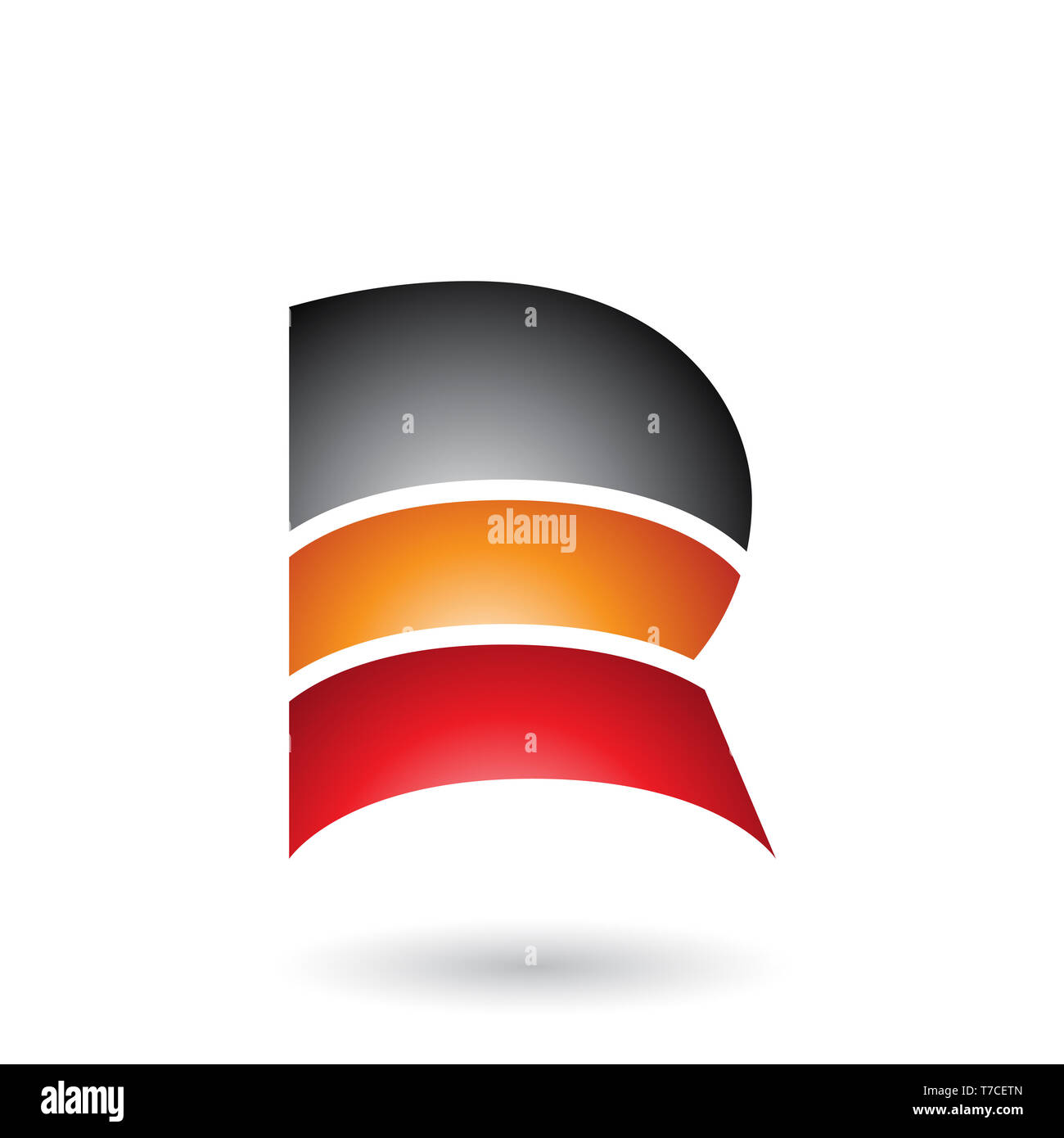 Vector Illustration of Grey Letter R with Three Layers isolated on a ...