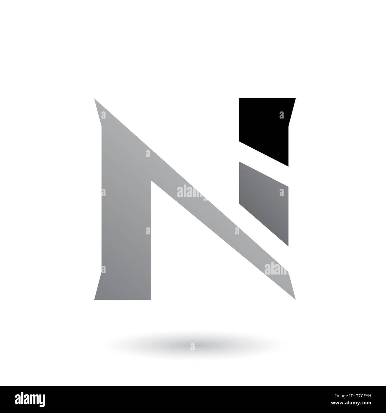 Vector Illustration of Grey Sliced Letter N isolated on a White ...