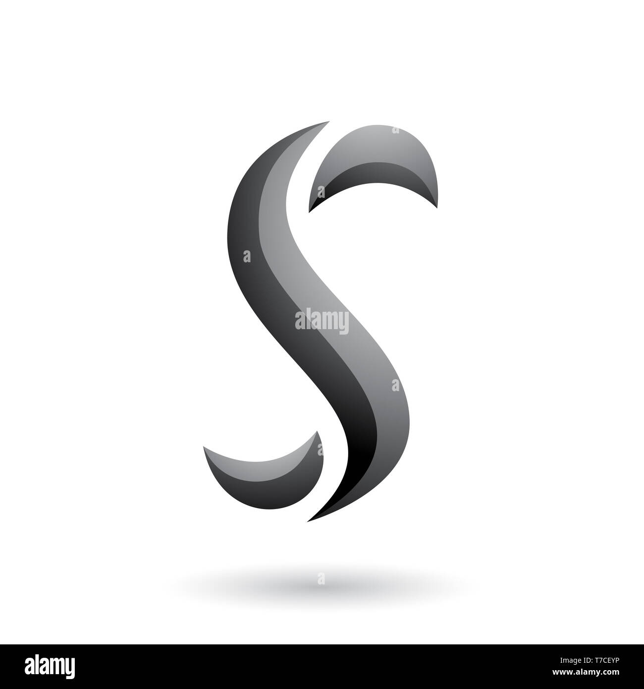 Vector Illustration of Grey Snake Shaped Letter S isolated on a White ...