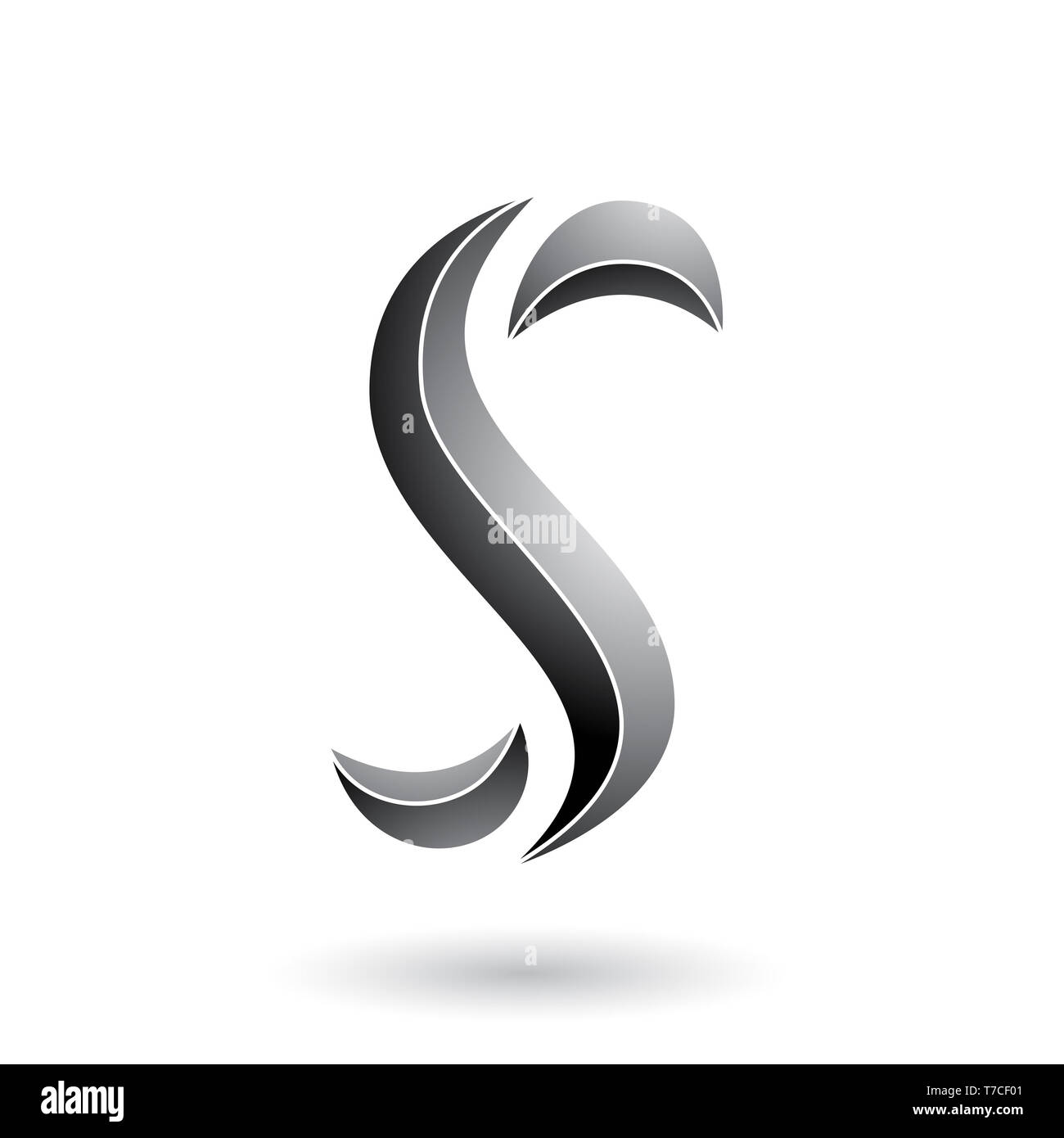 Vector Illustration of Grey Striped Snake Shaped Letter S isolated on a ...