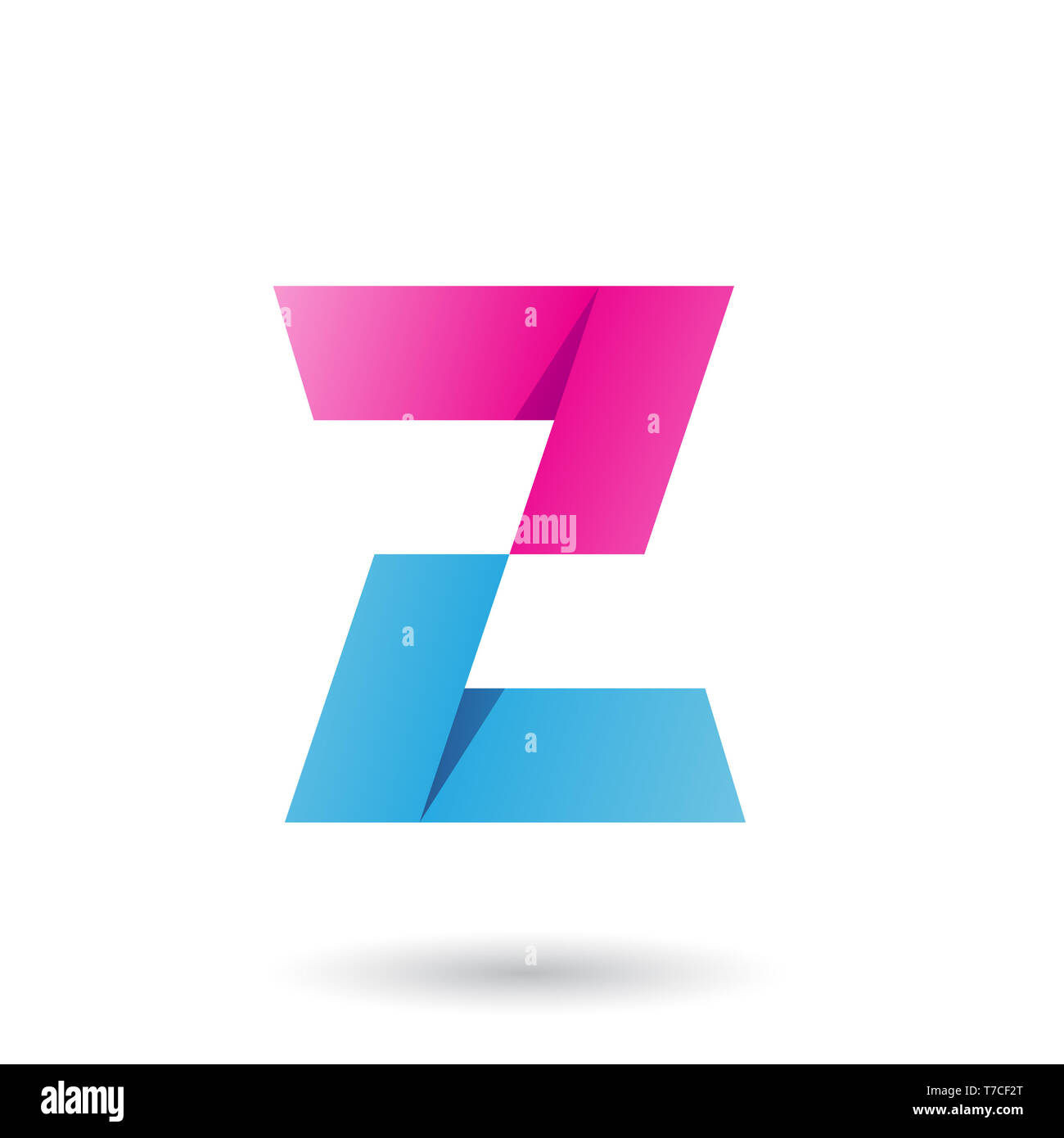 Vector Illustration of Magenta and Blue Folded Paper Letter Z isolated ...