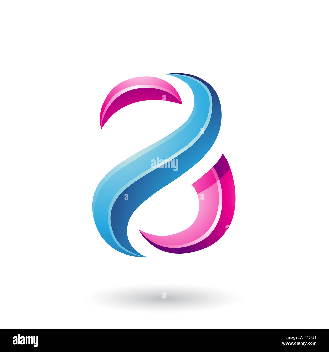 Vector Illustration of Magenta and Blue Glossy Snake Shaped Letter A ...