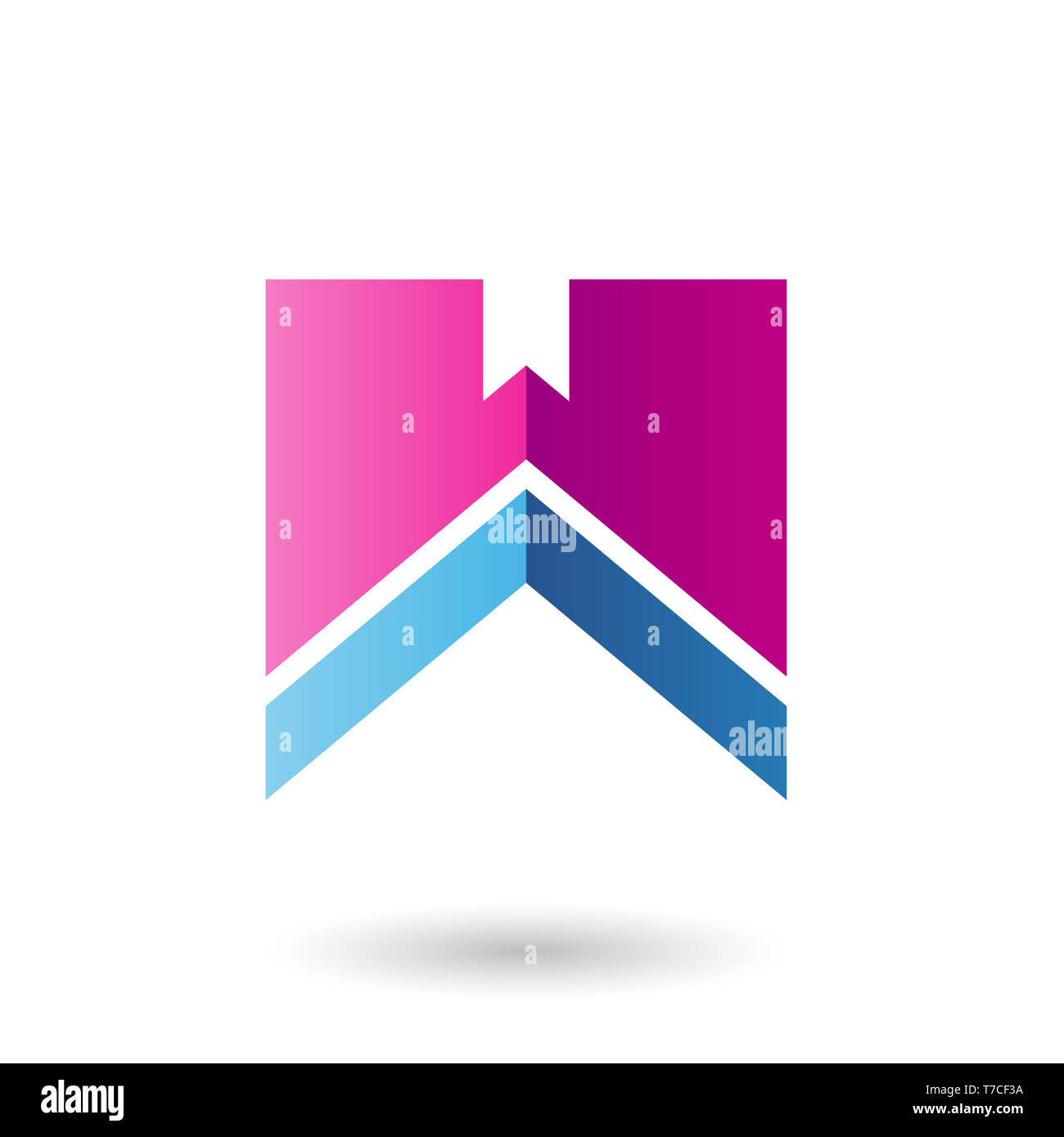 Vector Illustration of Magenta and Blue Letter W with a Thick Stripe ...