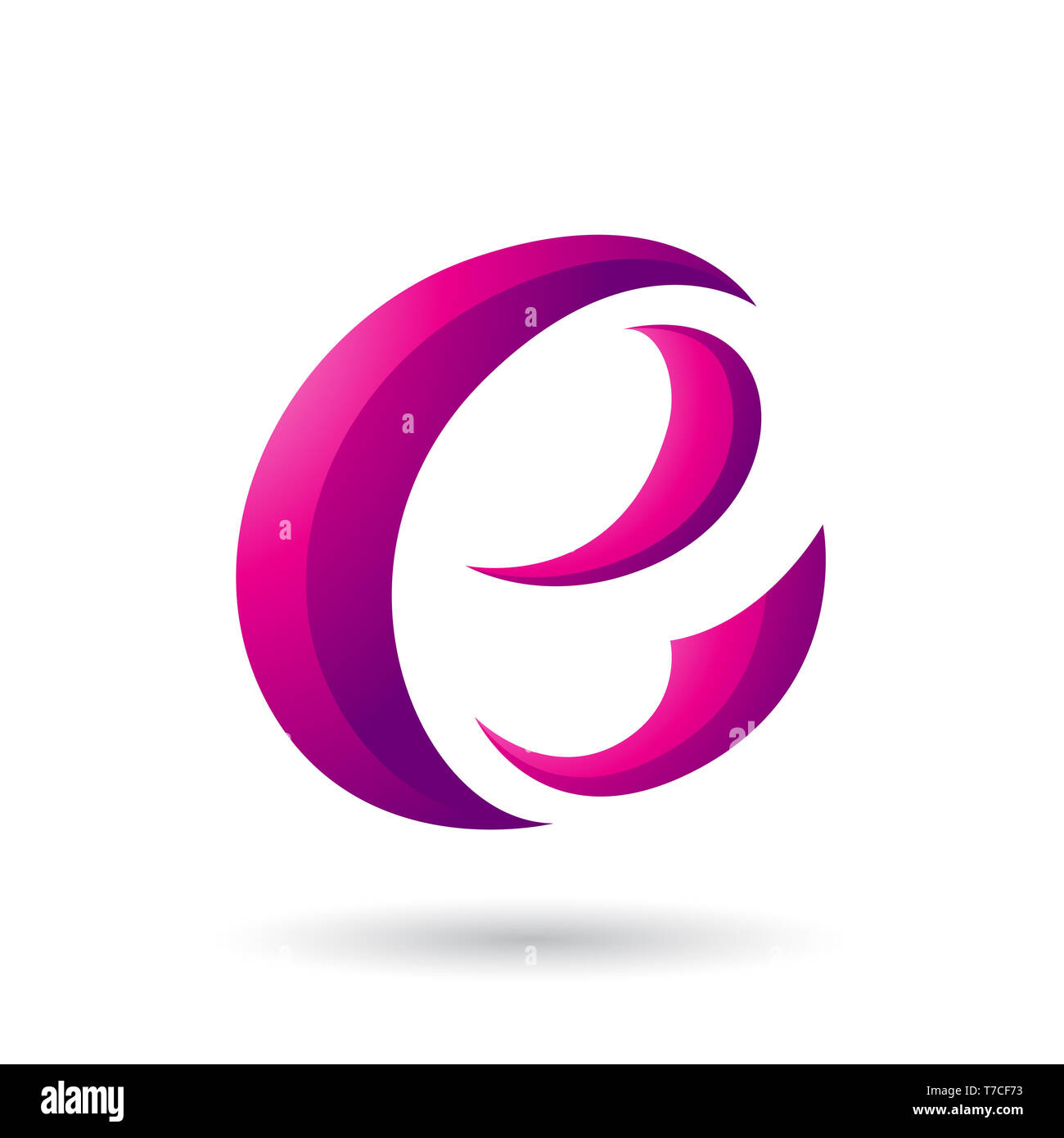 Vector Illustration of Magenta Crescent Shape Letter E isolated on a ...