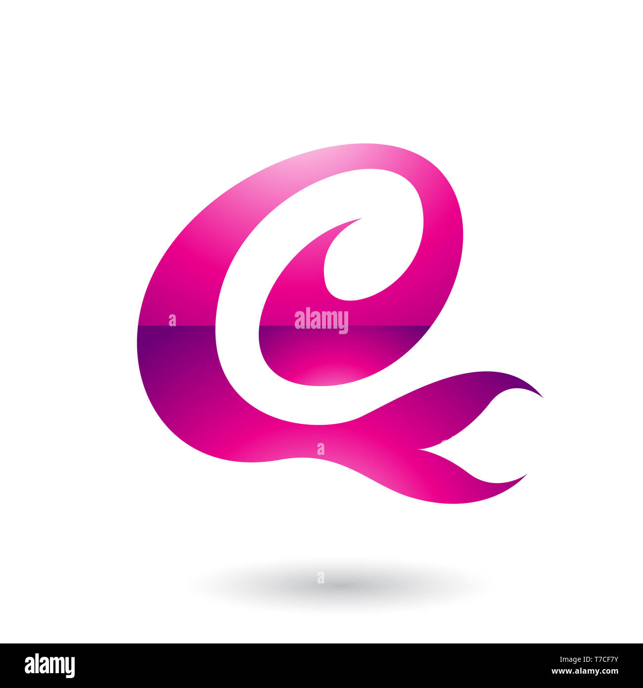 Vector Illustration of Magenta Glossy Curvy Fun Letter E isolated on a ...