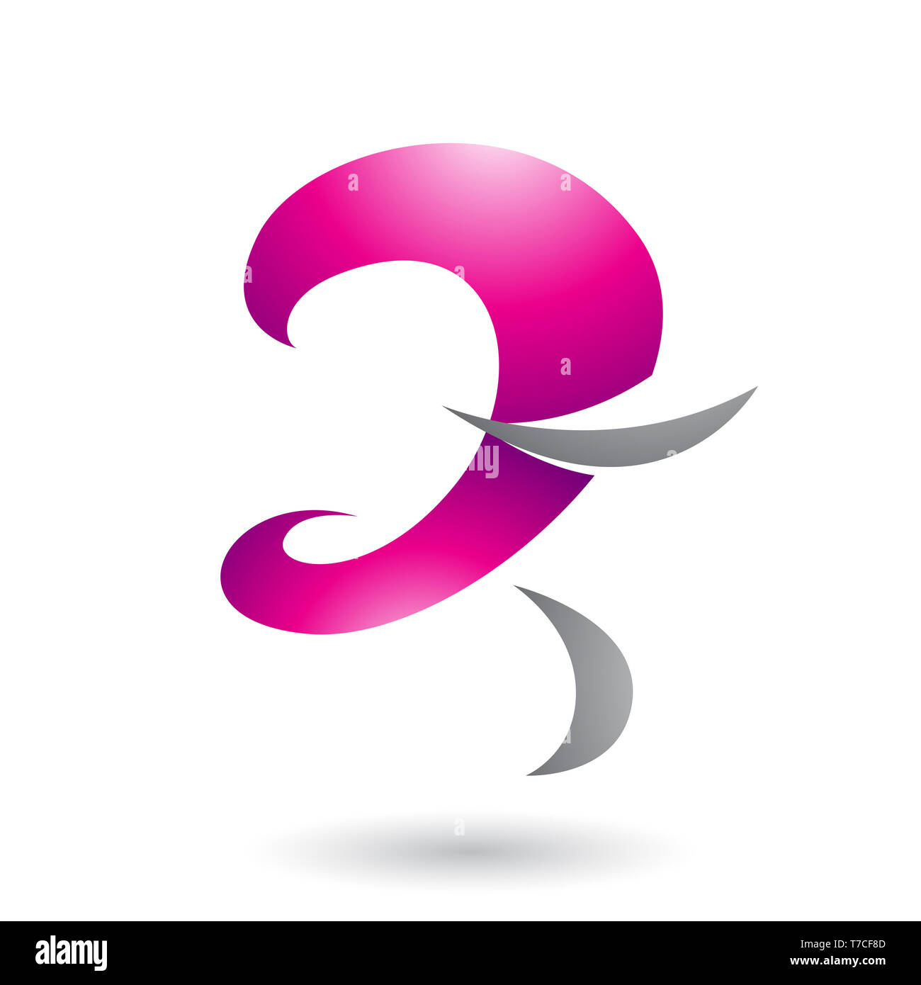 Vector Illustration of Magenta Glossy Curvy Fun Letter Z isolated on a ...