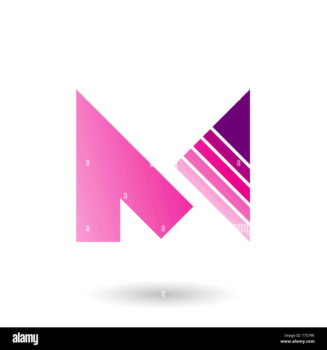 Vector Illustration of Magenta Letter M with a Diagonally Striped ...