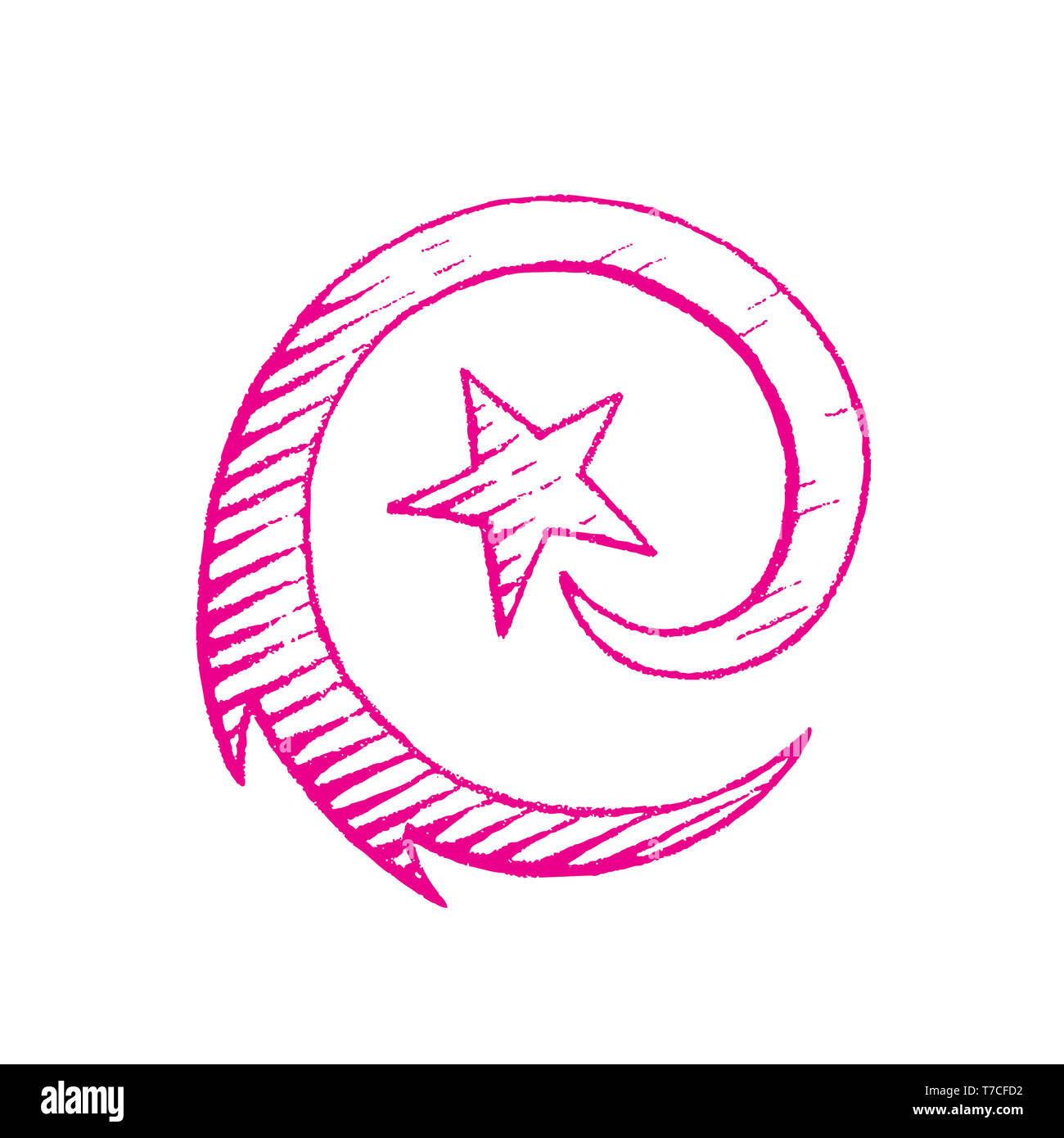 Illustration of Magenta Vectorized Ink Sketch of Shooting Star isolated ...