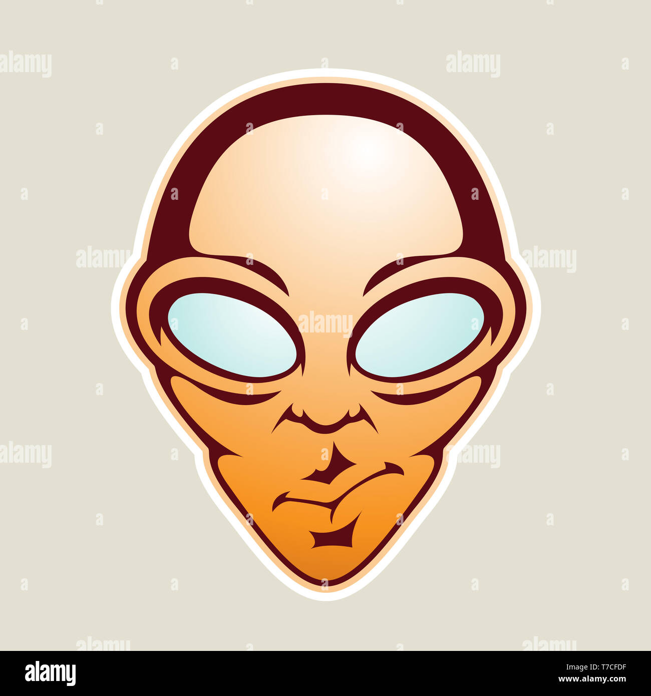 Vector Illustration of Orange Alien Head Cartoon Icon isolated on a ...