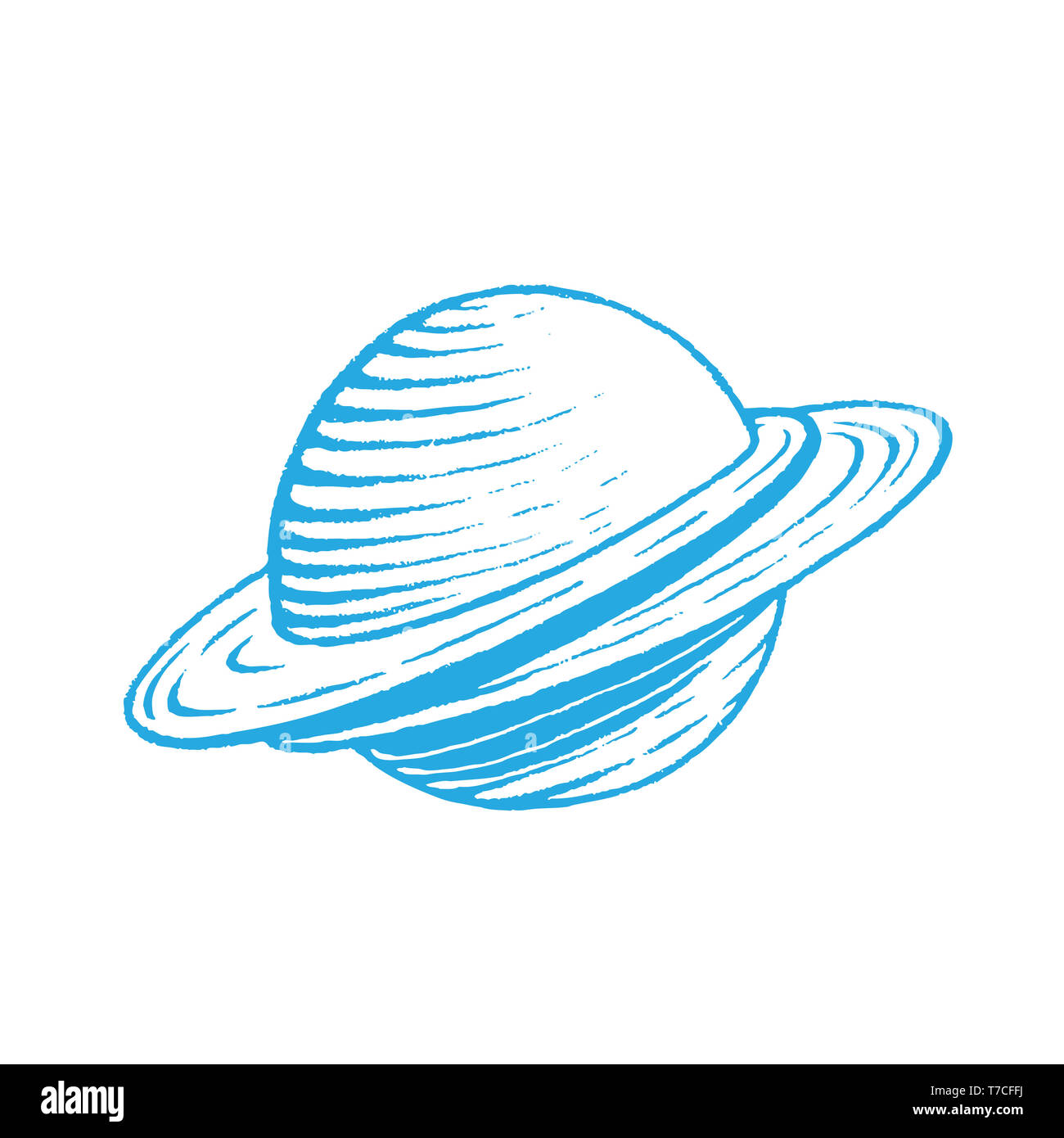 Illustration of Blue Vectorized Ink Sketch of Planet isolated on a ...