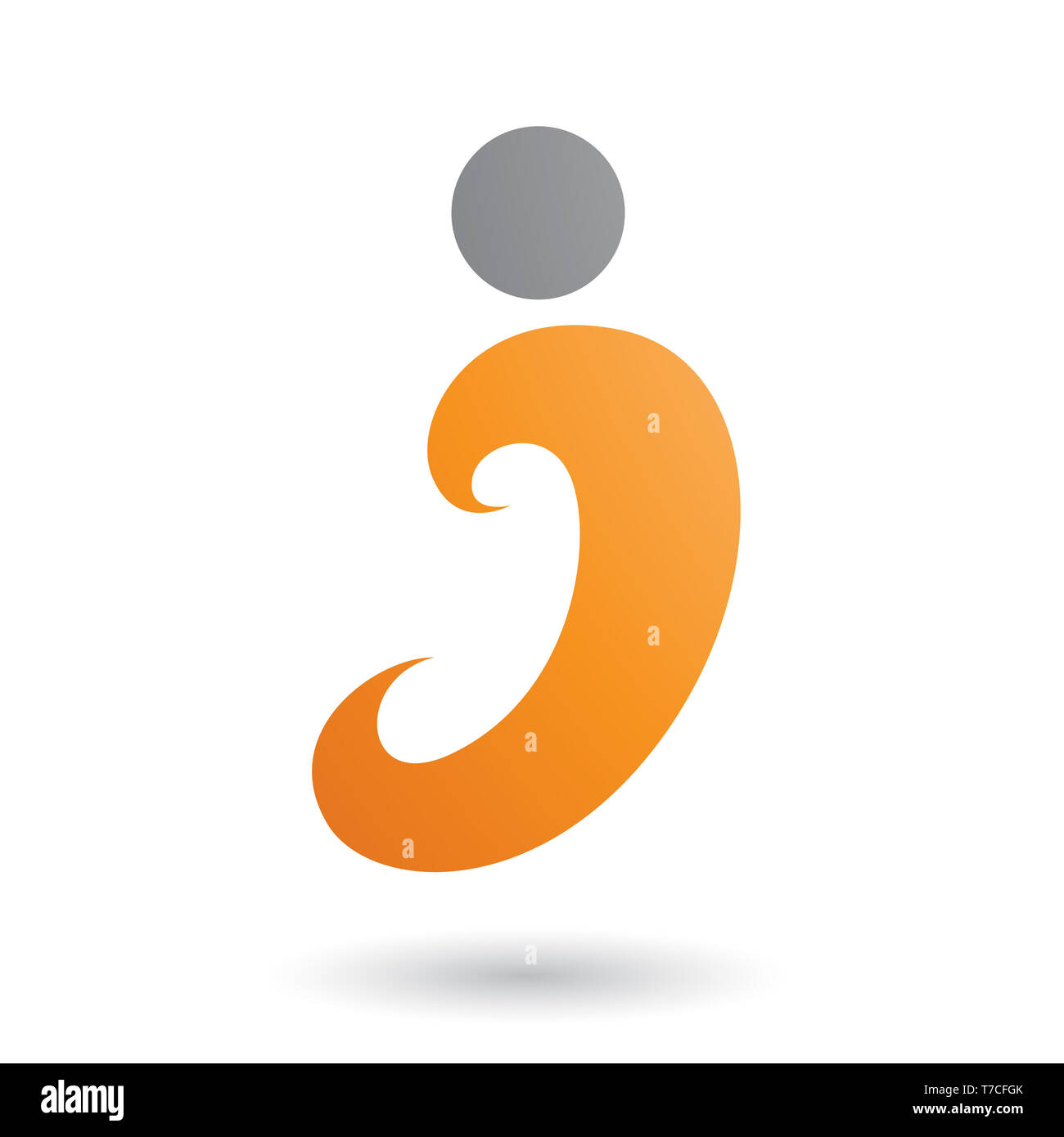 Vector Illustration of Orange Curvy Fun Letter I isolated on a White ...