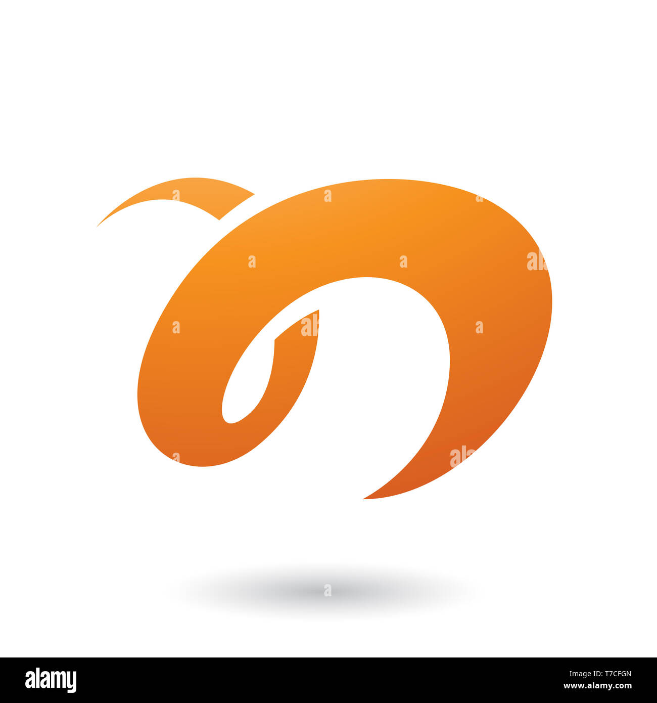 Vector Illustration of Orange Curvy Fun Letter N isolated on a White ...