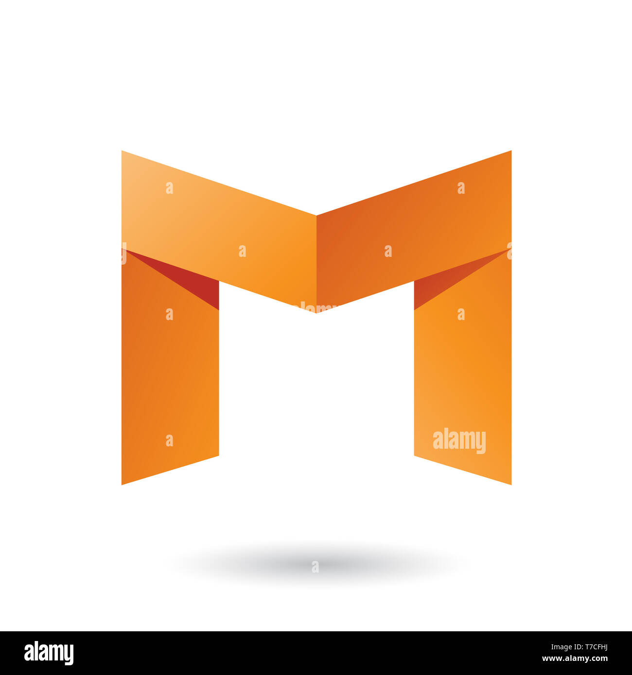 Vector Illustration of Orange Folded Paper Letter M isolated on a White ...