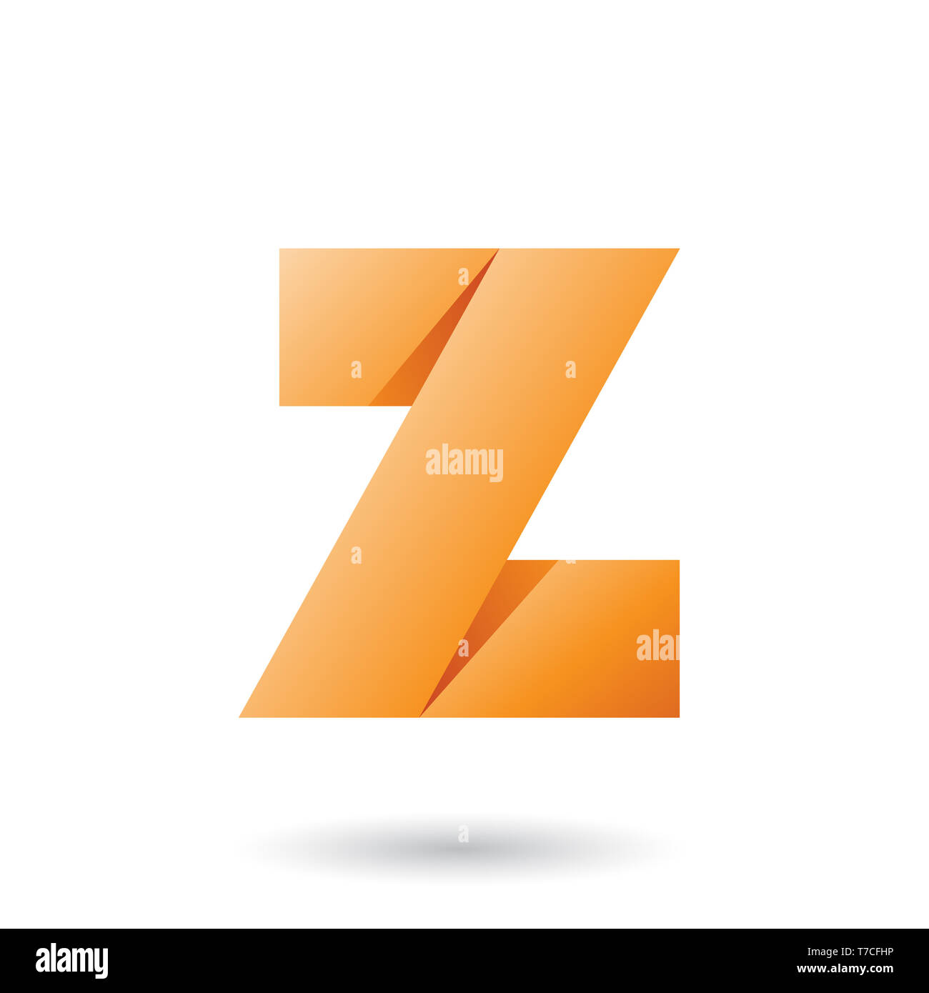 Vector Illustration of Orange Folded Paper Letter Z isolated on a White ...