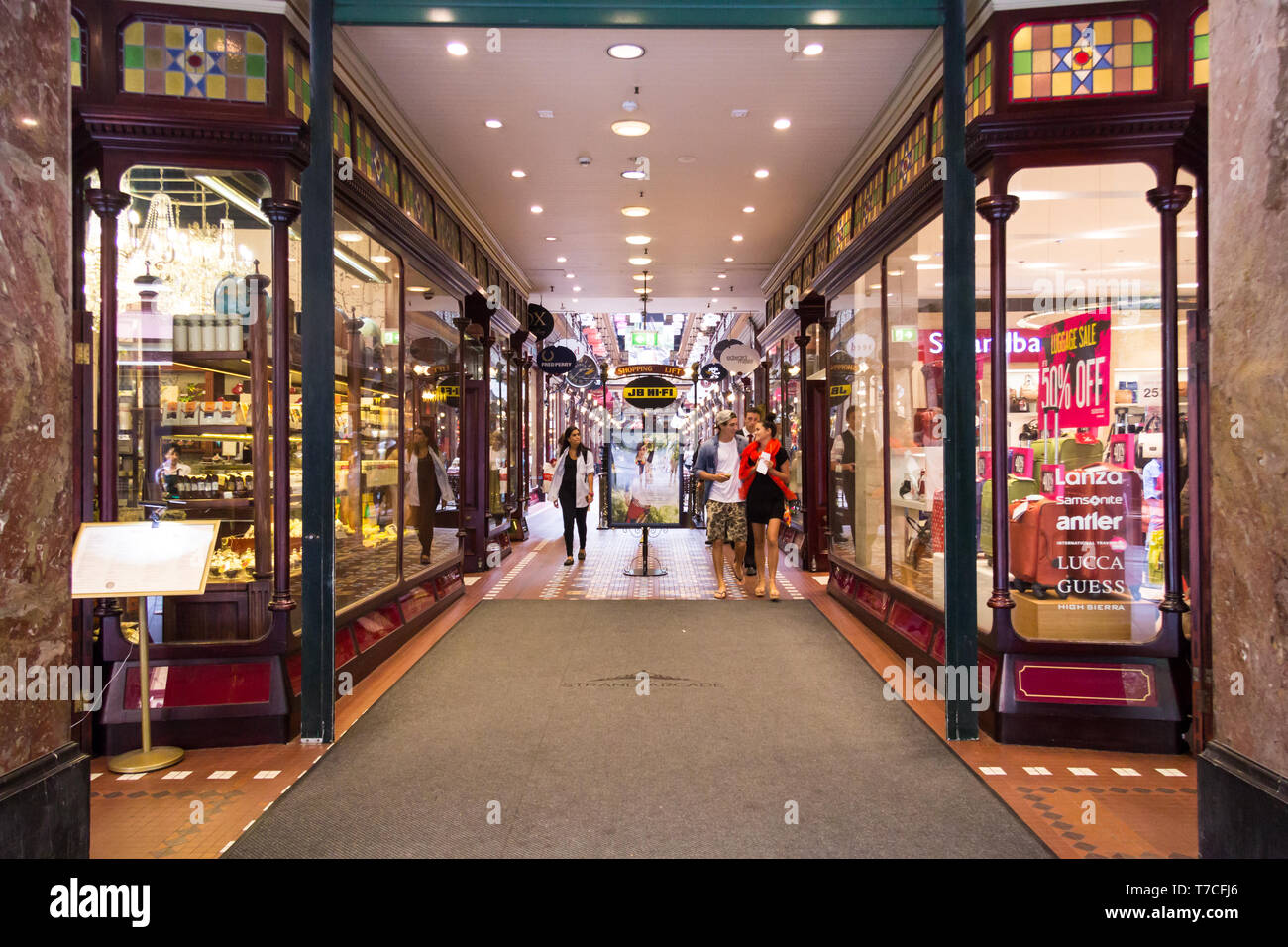 Sydney, Australia - 15th March 2013: Entrance to the Strand arcade from ...