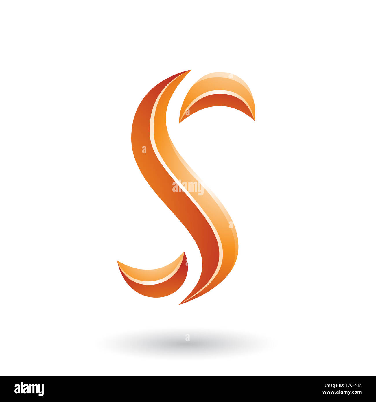 Vector Illustration of Orange Glossy Snake Shaped Letter S isolated on ...