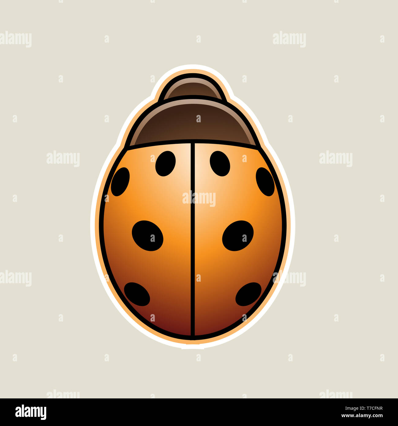 Vector Illustration of Orange Asian Ladybug Cartoon Icon isolated on a ...