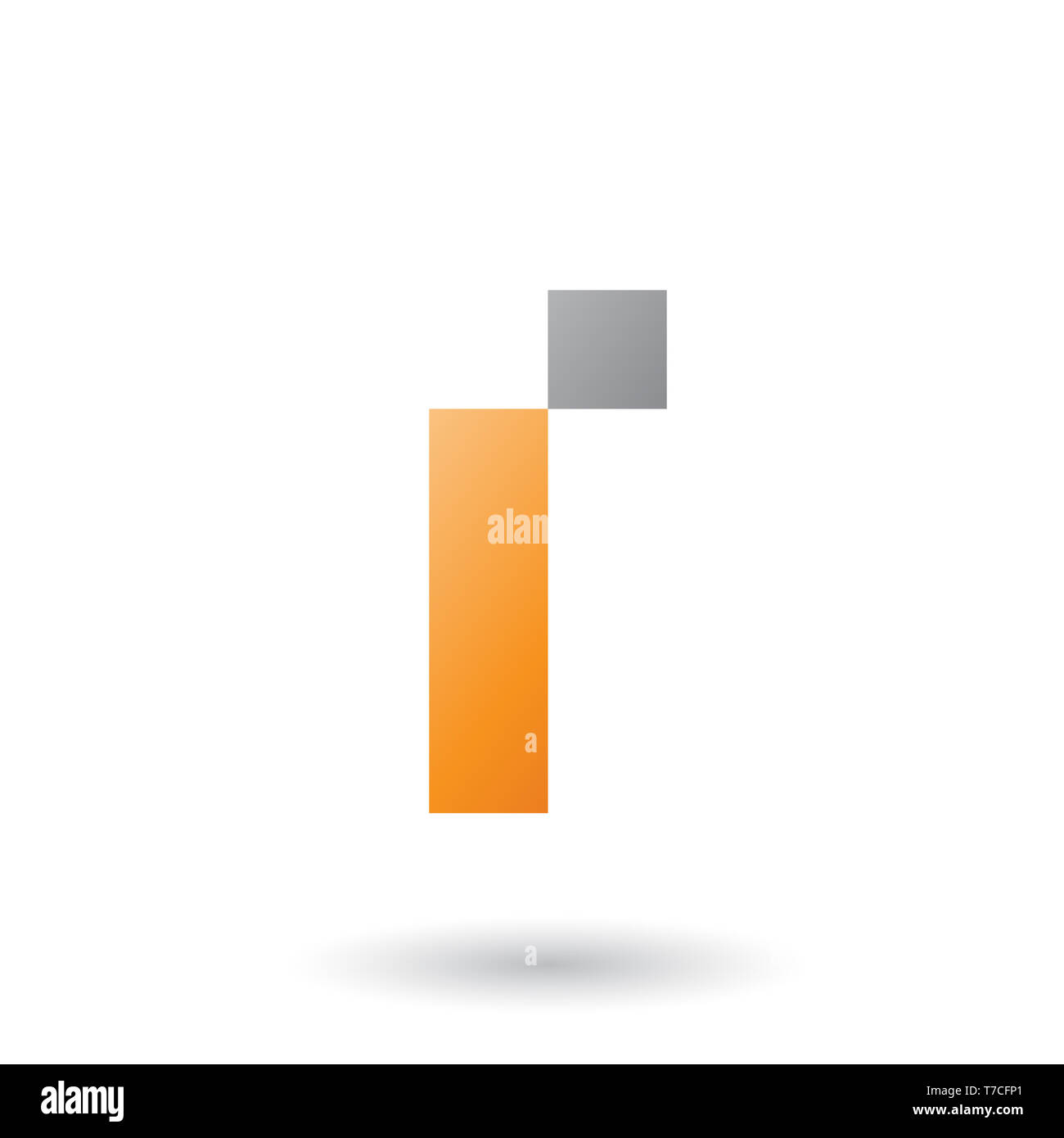 Vector Illustration of Orange Letter I with Rectangular Shapes isolated ...