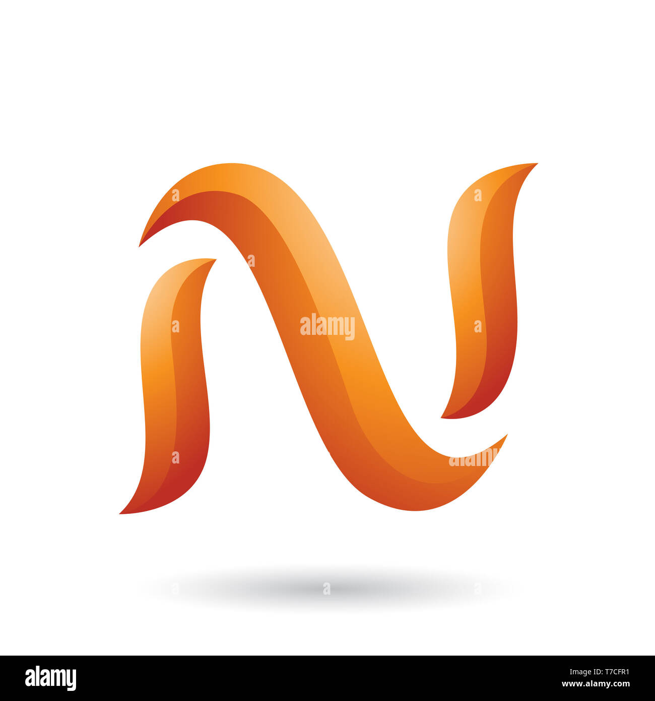 Vector Illustration of Orange Snake Shaped Letter N isolated on a White ...