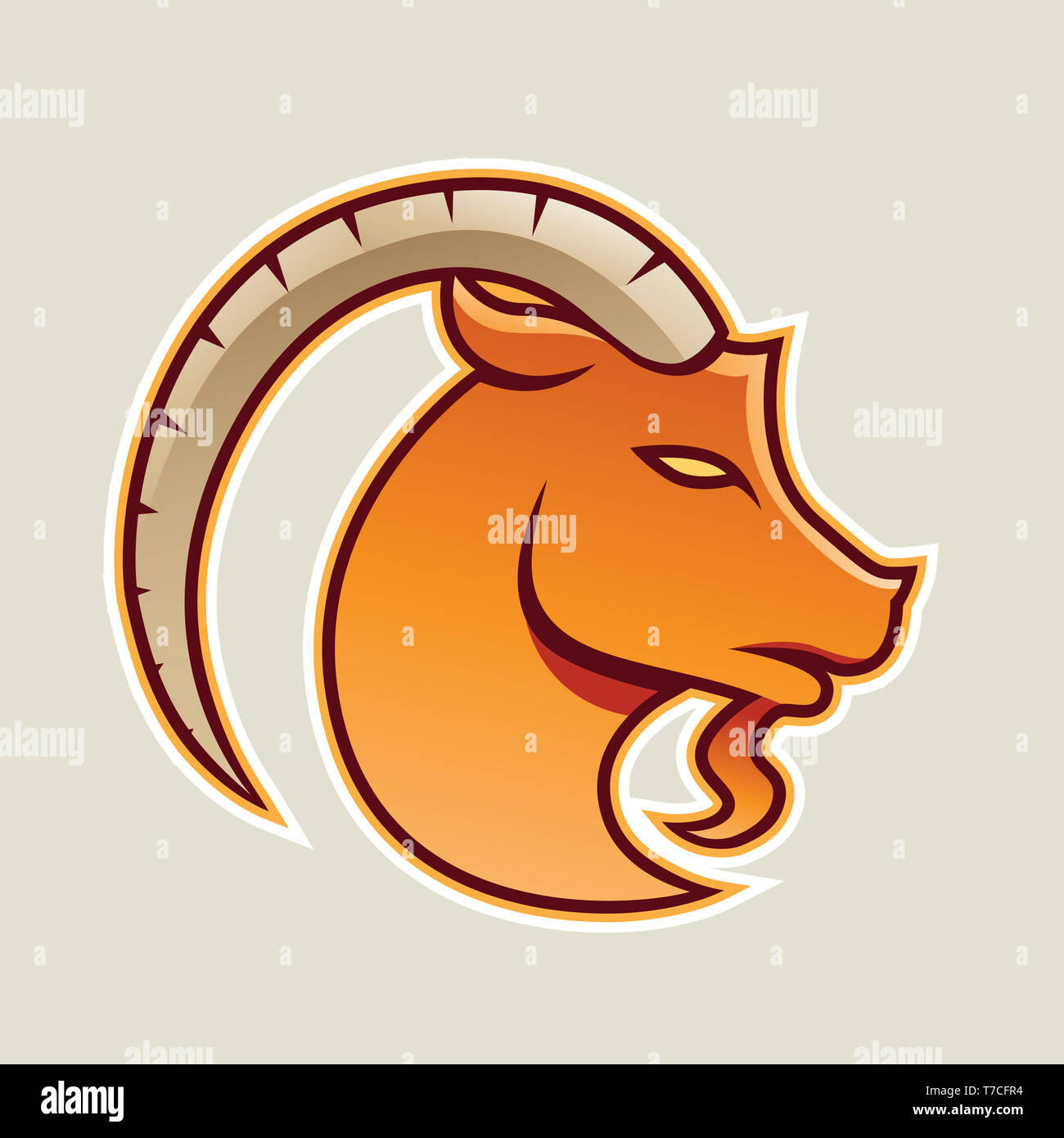 Vector Illustration of Orange Goat wýth a Long Horn Icon isolated on a ...