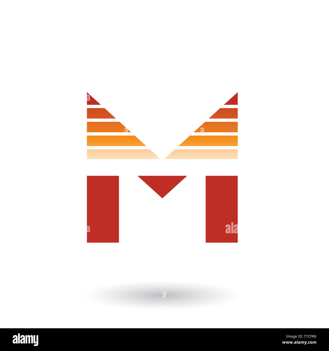 Vector Illustration of Red and Orange Spiky Letter M with Horizontal ...