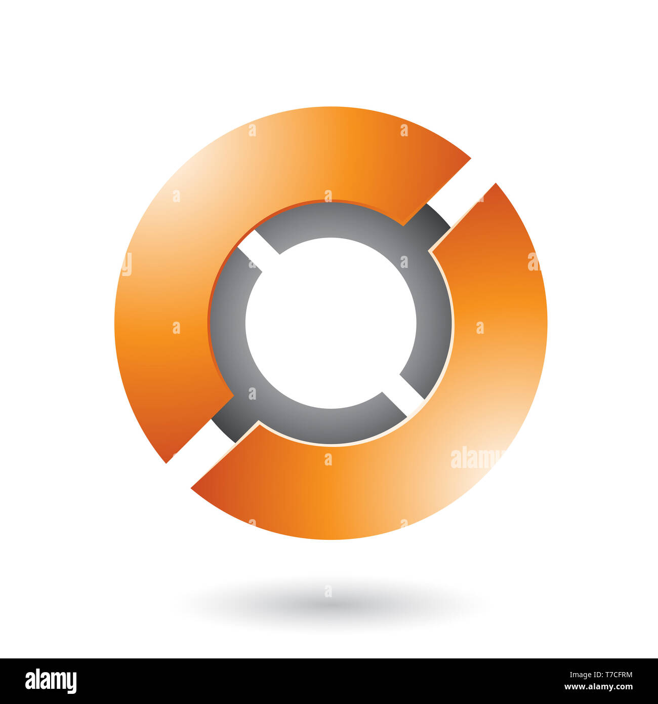 Vector Illustration of Orange Thick Futuristic Round Disk isolated on a ...