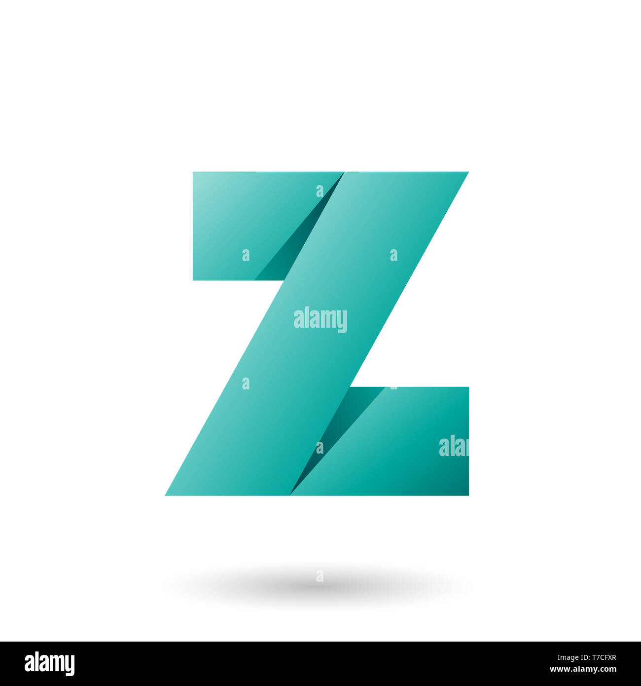 Vector Illustration of Persian Green Folded Paper Letter Z isolated on ...