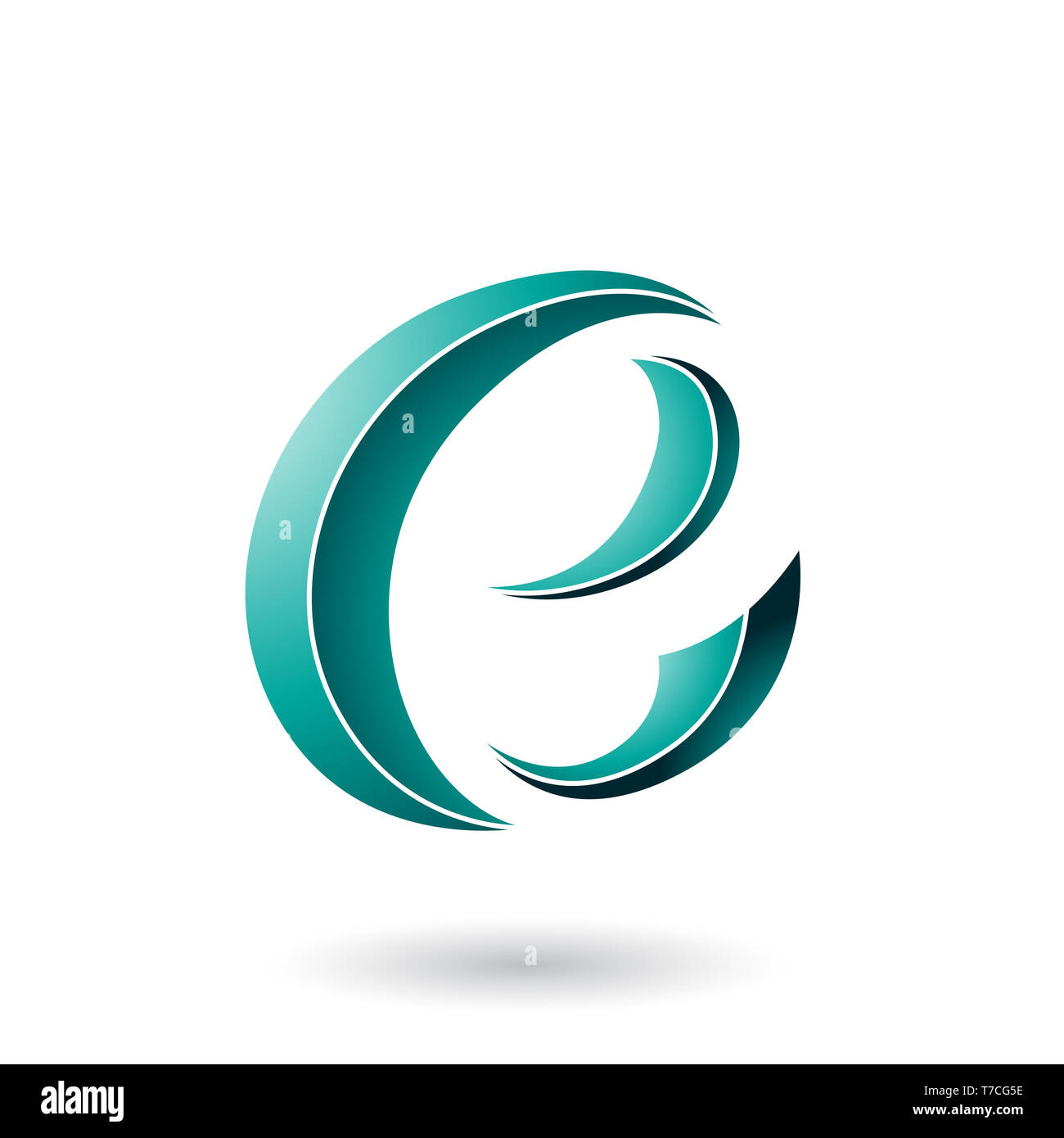 Vector Illustration of Persian Green Striped Crescent Shape Letter E ...