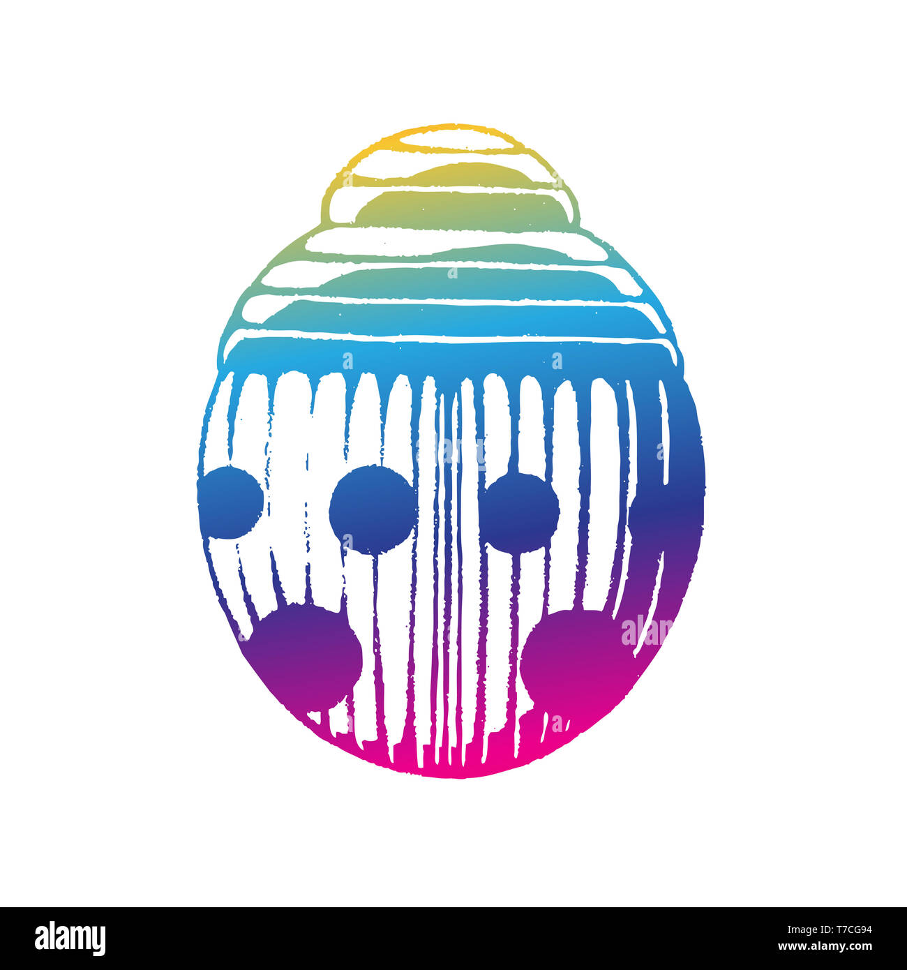 Illustration of Rainbow Colored Vectorized Ink Sketch of Simple Ladybug ...